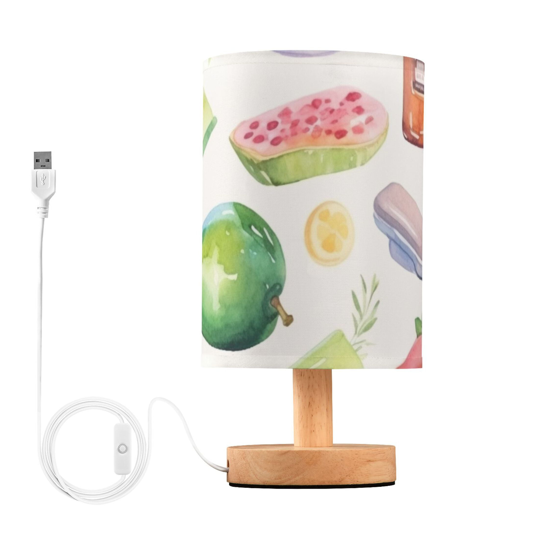 Vegetables Drink Bread Fruits Table Lamp USB Bedside Desk Nightstand ...