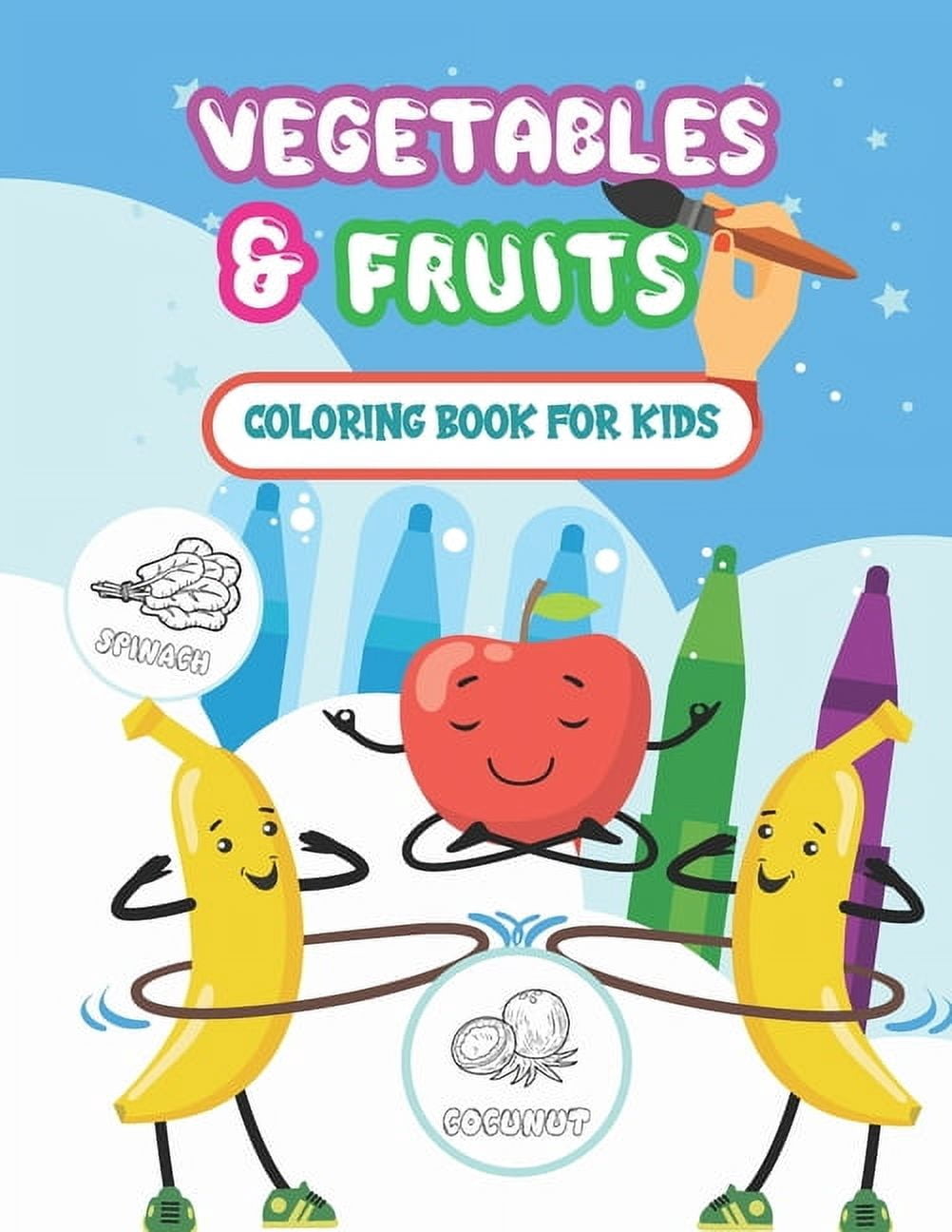 Vegetables & Fruits Coloring Book for Kids: Amazing Coloring book gift ...