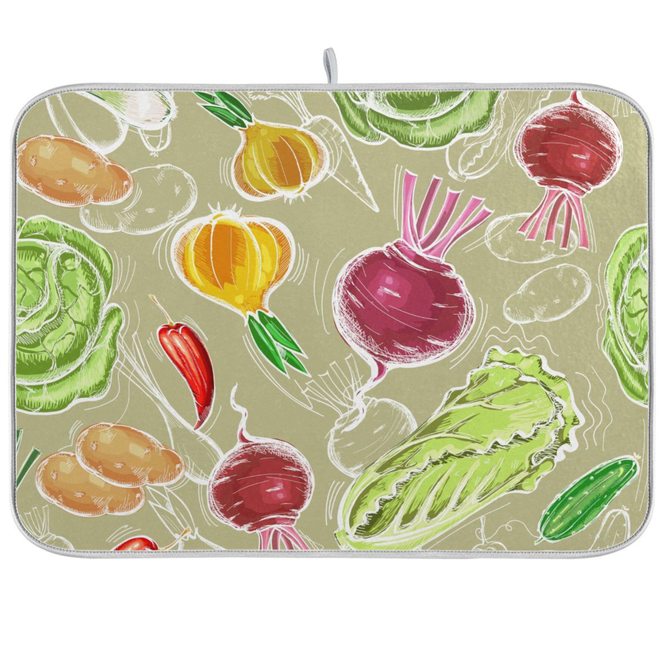 Vegetables Pattern Dish Drying Mat Microfiber Kitchen Mats Large ...