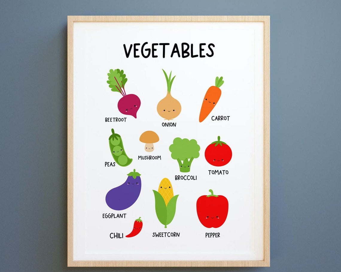 Vegetables Print, Able Vegetable Montessori Educational Poster Kids ...