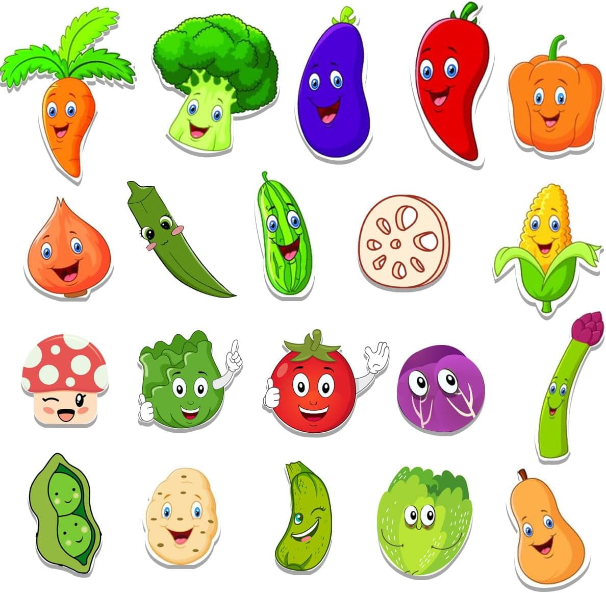 Vegetables Thick Gel Clings Decals for Kids Early Education, 20Pcs ...