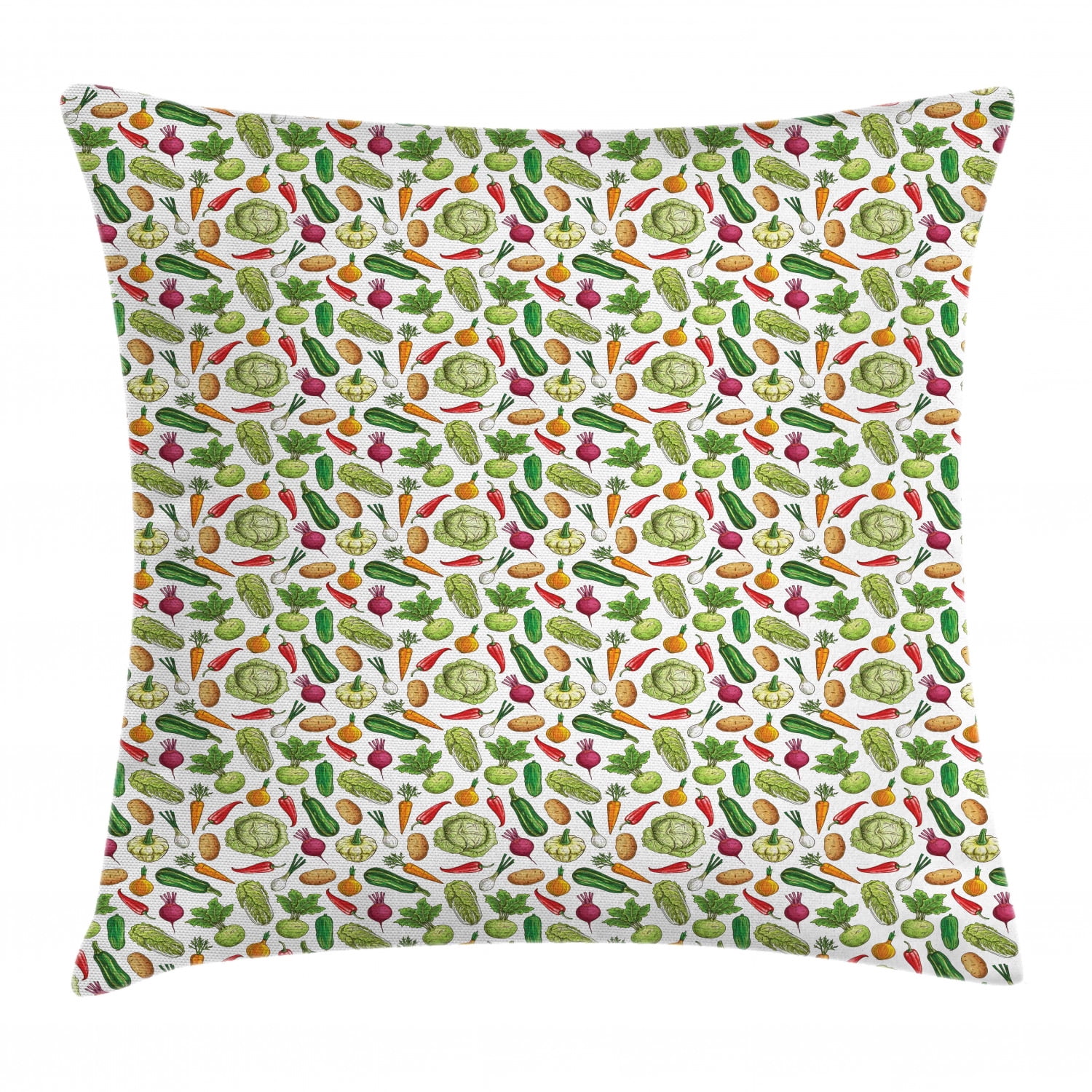 Vegetables Throw Pillow Cushion Cover, Continuous Pattern with Detailed ...