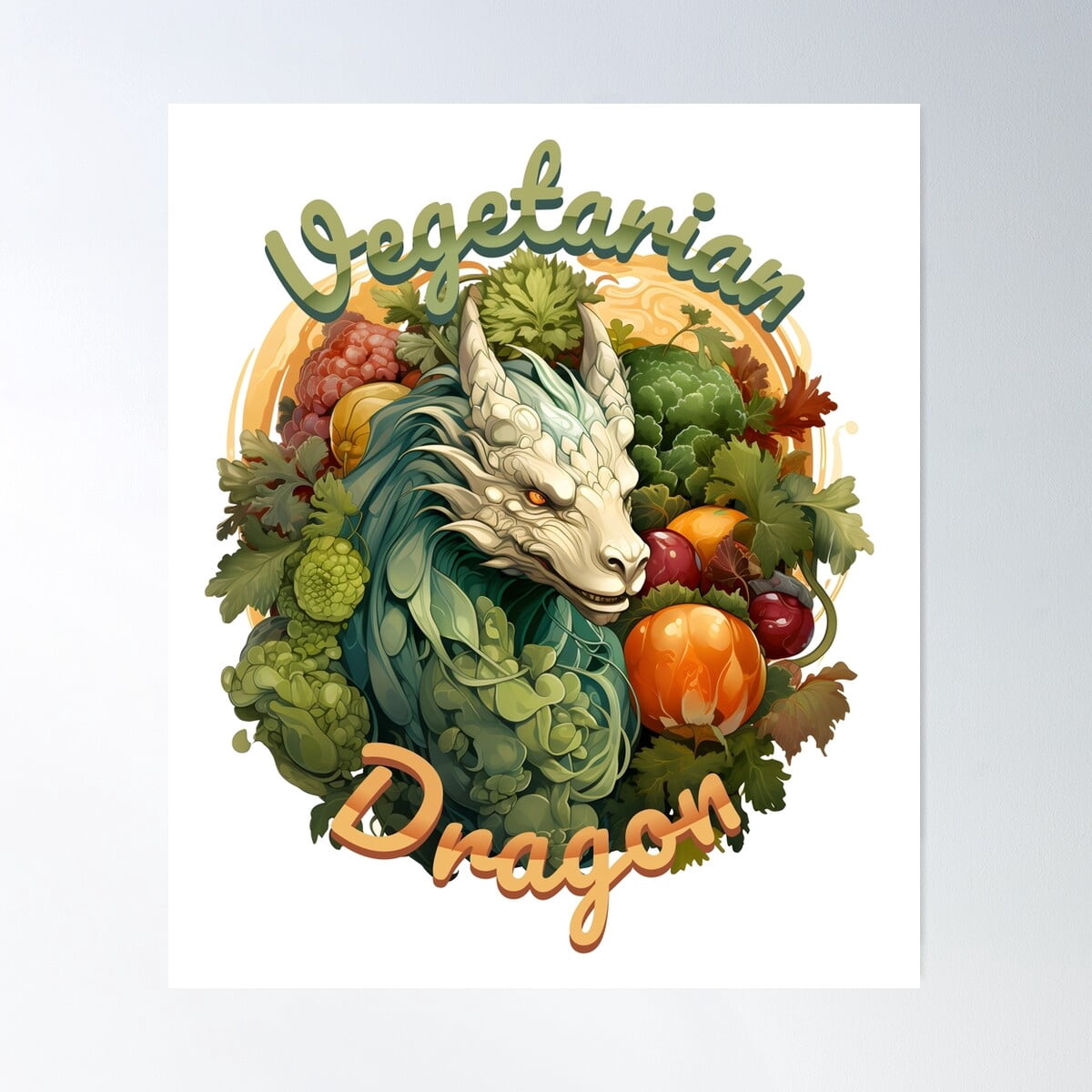 Vegetarian Dragon. Vegetable, And Dragon. Poster Wall Art, Modern Wall ...