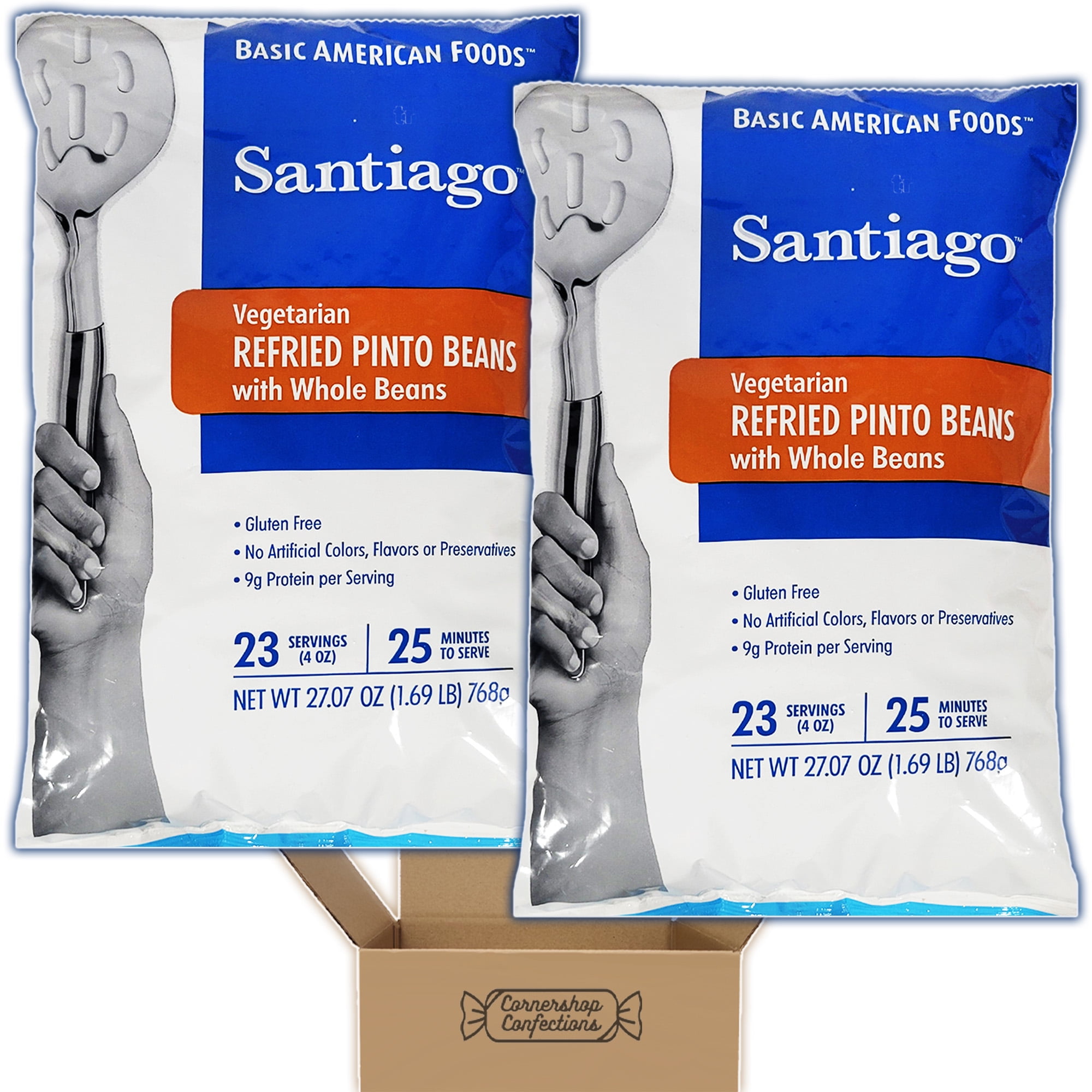 Vegetarian Refried Pinto Beans Bulk Pack - 2 Individually Sealed 27.07 ...
