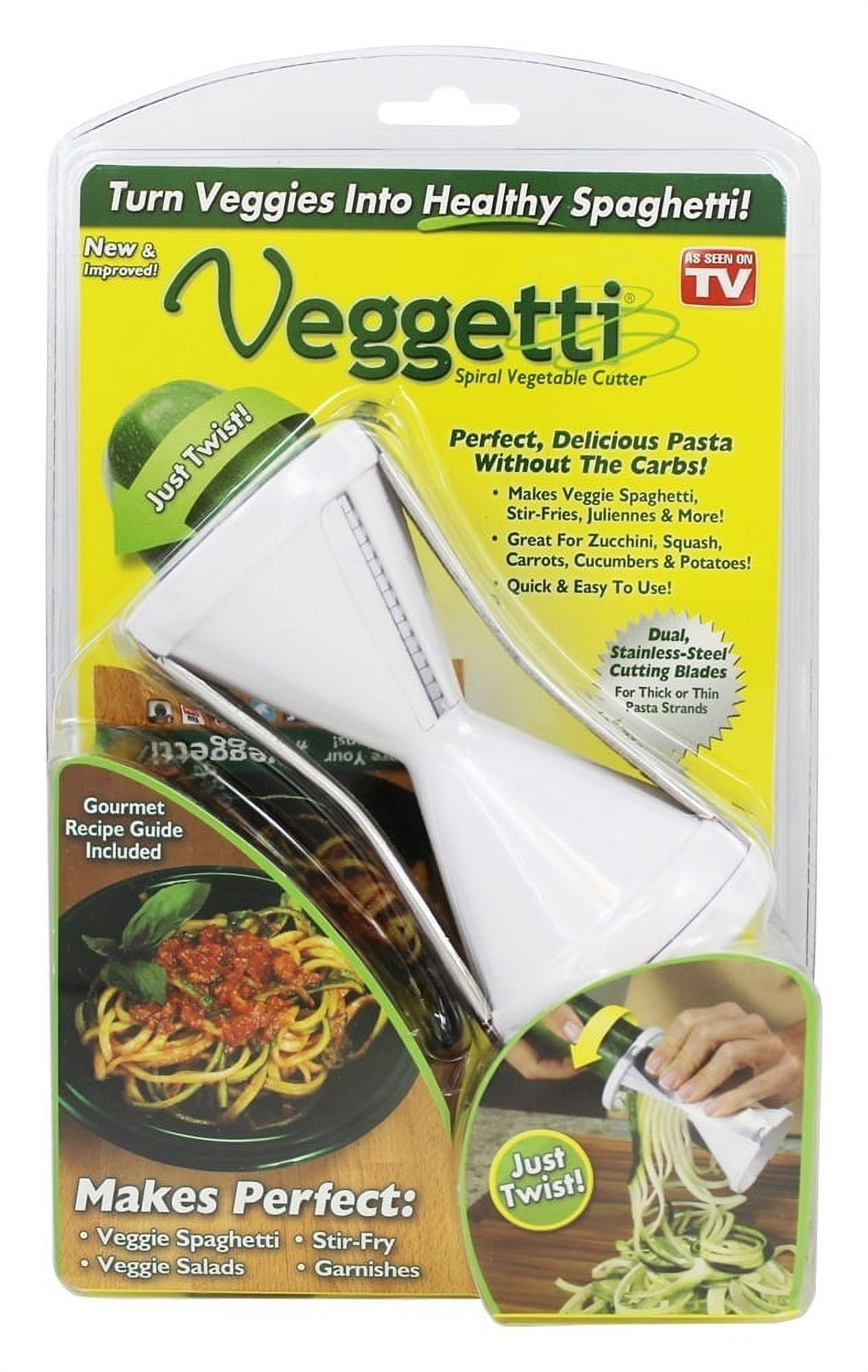 Veggetti Spiral Vegetable Slicer, Handheld Zucchini Pasta Maker, Dual ...