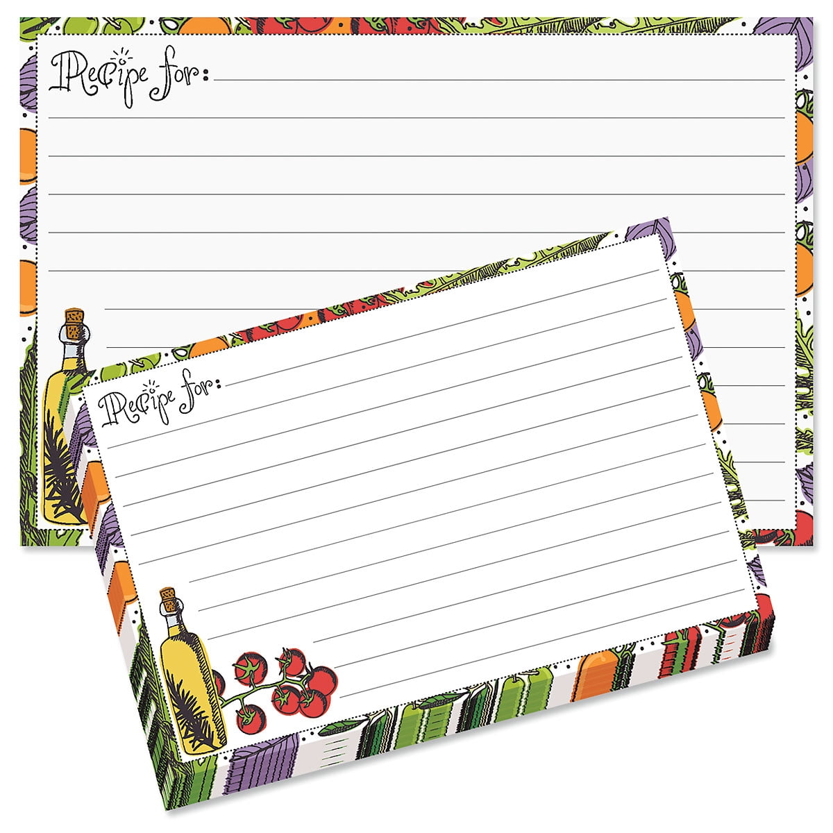 Veggie Recipe Cards - 4" x 6" Regular Index Cards, Set of 48, by ...