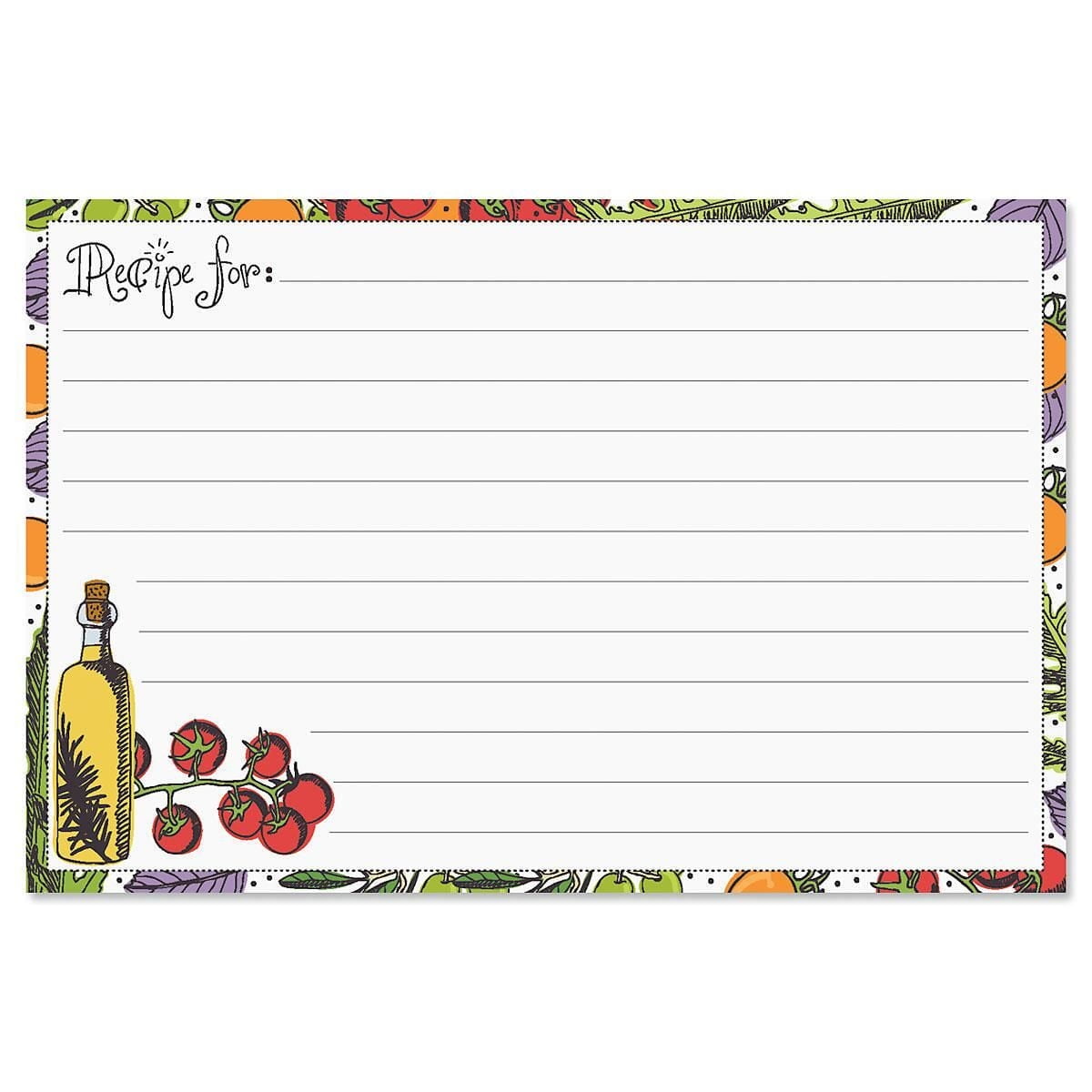 Veggie Recipe Cards - 4" x 6" Regular Index Cards, Set of 48, by ...