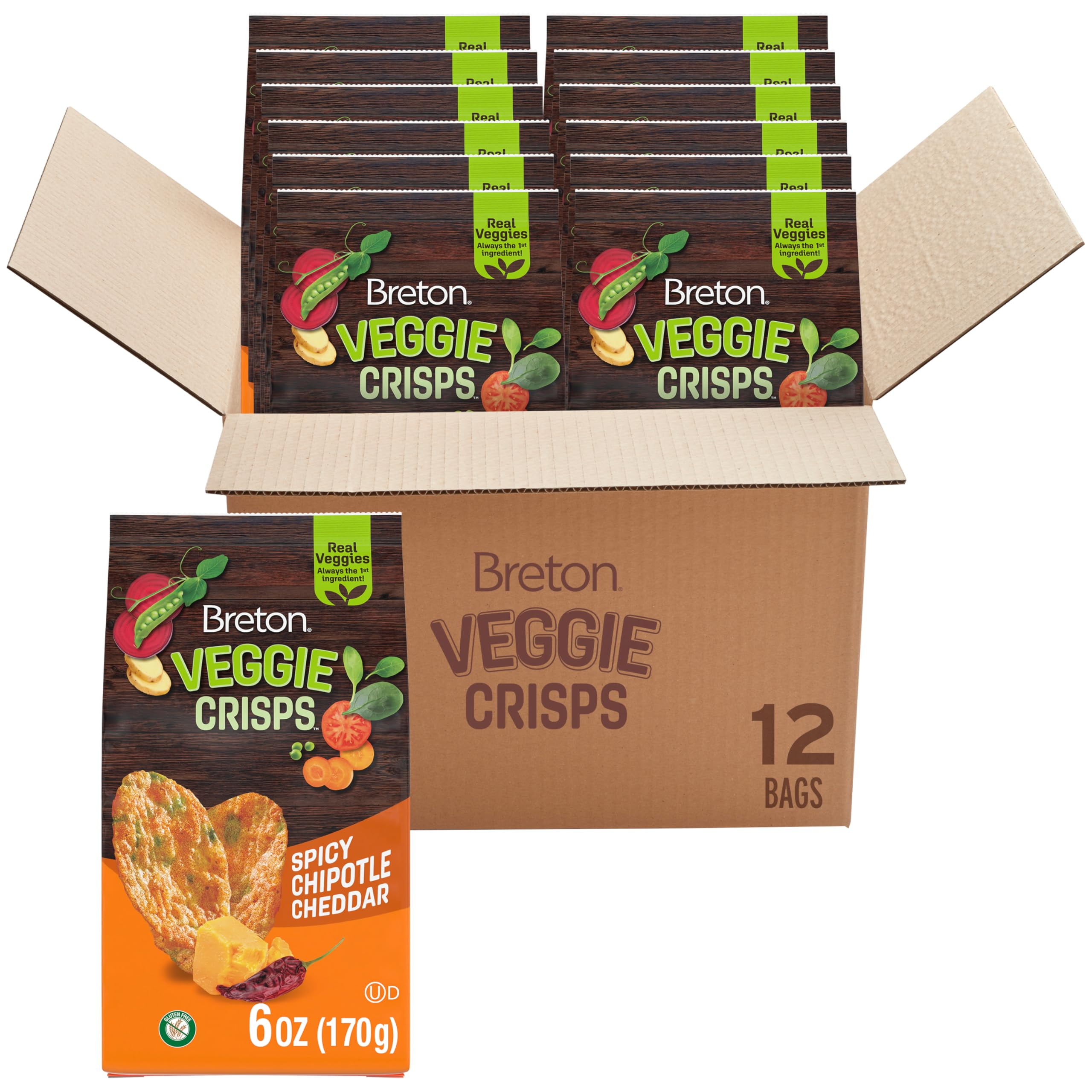 Veggie Spicy Chipotle Cheddar (Pack Of 12) - Popped Not Fried Crisps ...