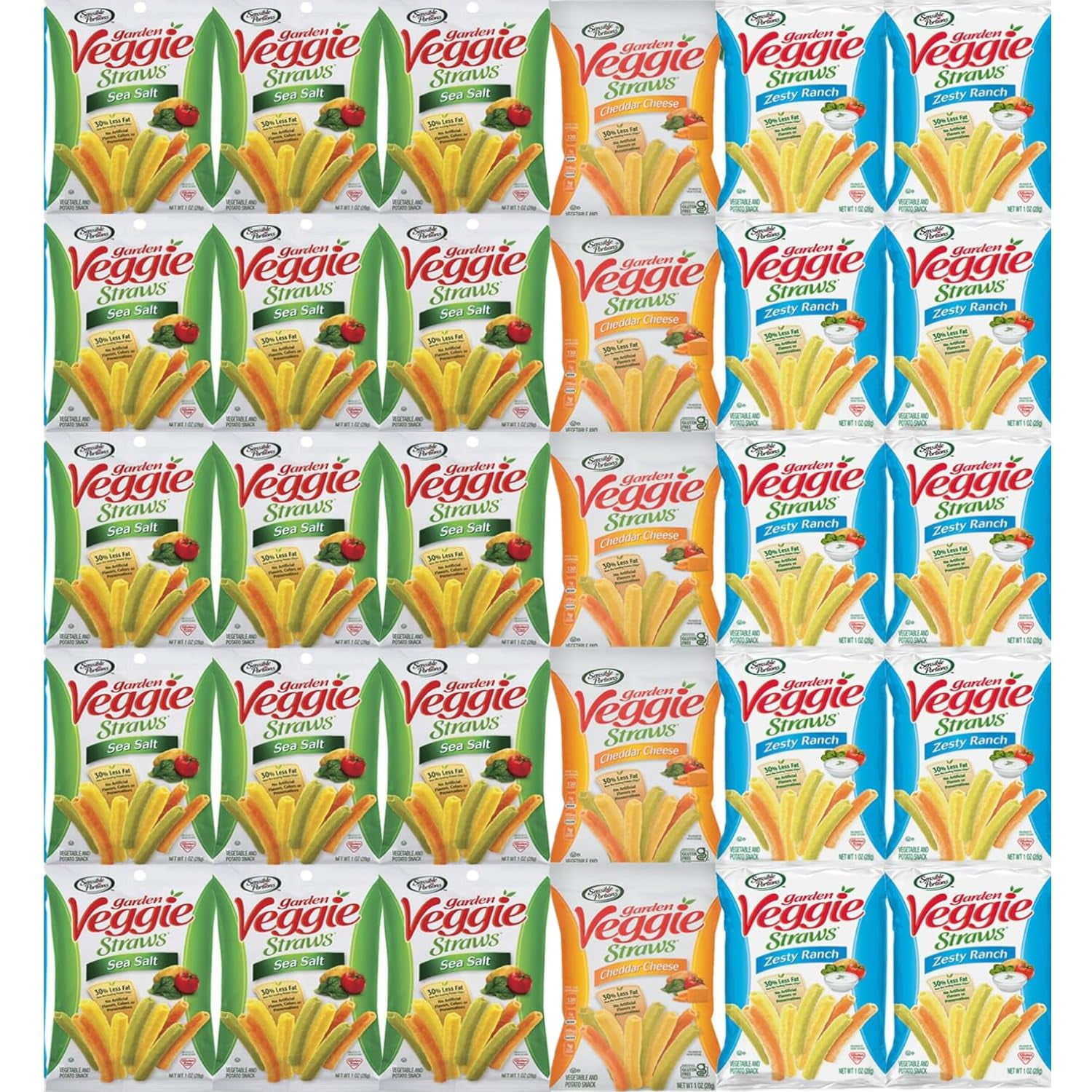 Veggie Straw Variety Pack - Assortment of Garden Sea Salt, Cheddar ...