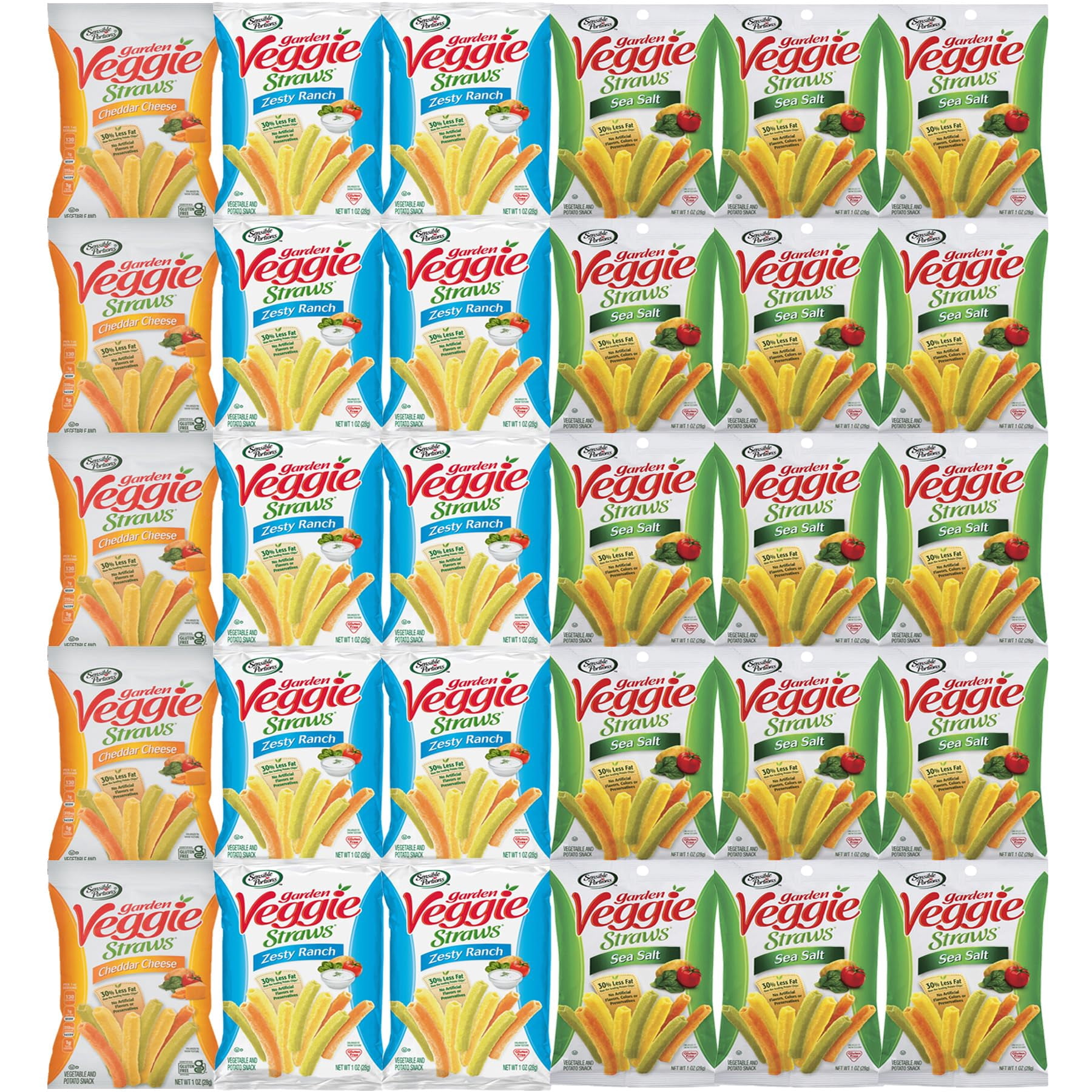 Veggie Straw Variety Pack DC20 - Assortment of Garden Sea Salt, Cheddar ...