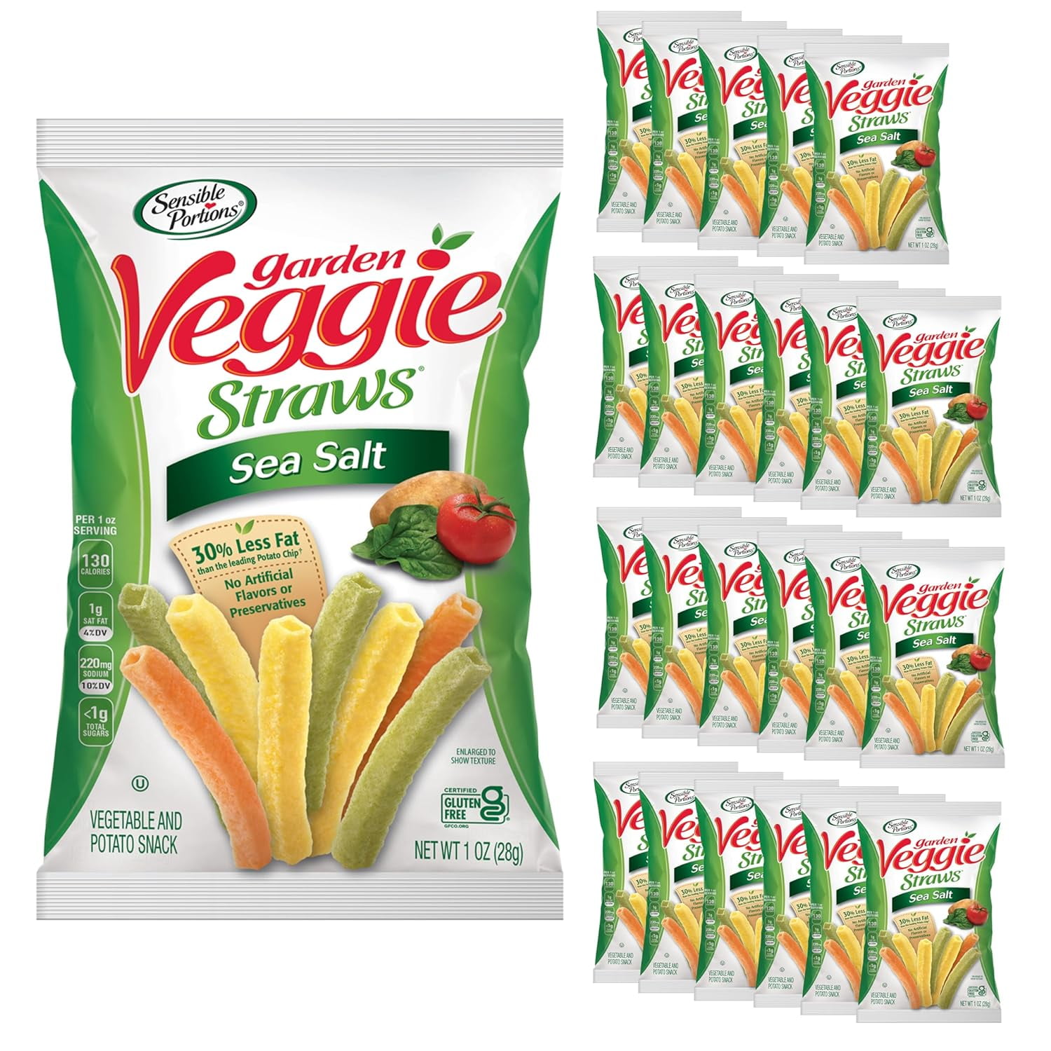 Veggie Straws, Sea Salt Flavor, Gluten-Free Chips, Individual Snacks, 1 ...