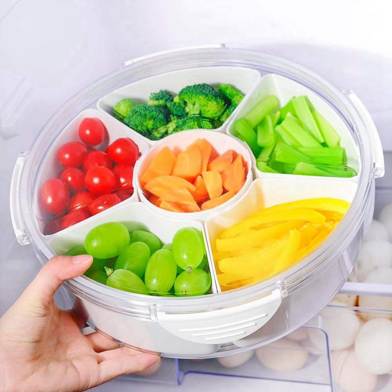Veggie Tray with Lid - Divided Snackle Box Container 6 Compartments for ...