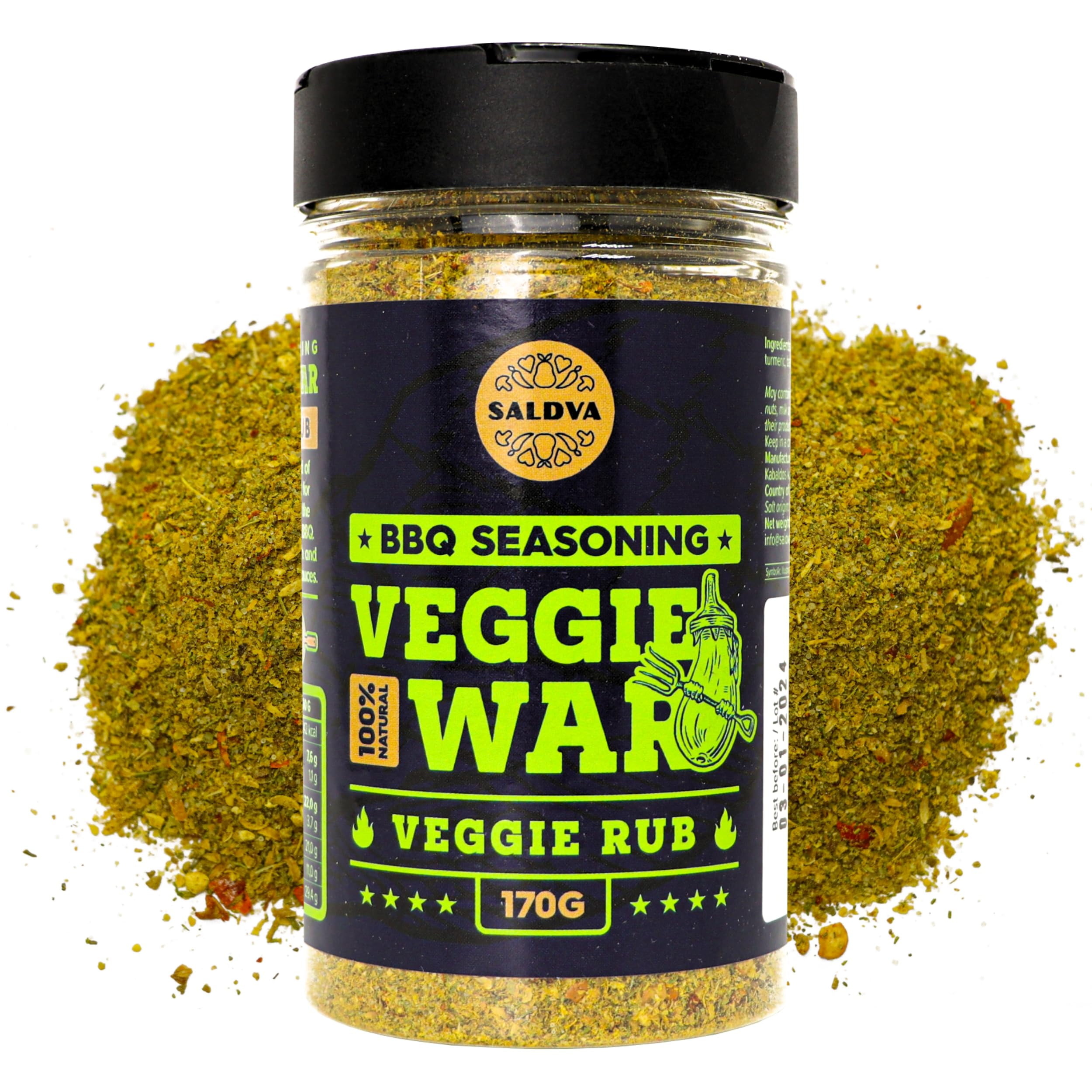 Veggie War BBQ Veggie YPF5 Rub - 100% Natural Vegetable Seasoning - Amazing Blend Of Spices for ...