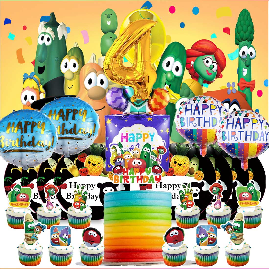 VeggieTales in the House 4th Tableware Balloons Cake Toppers Backdrop ...