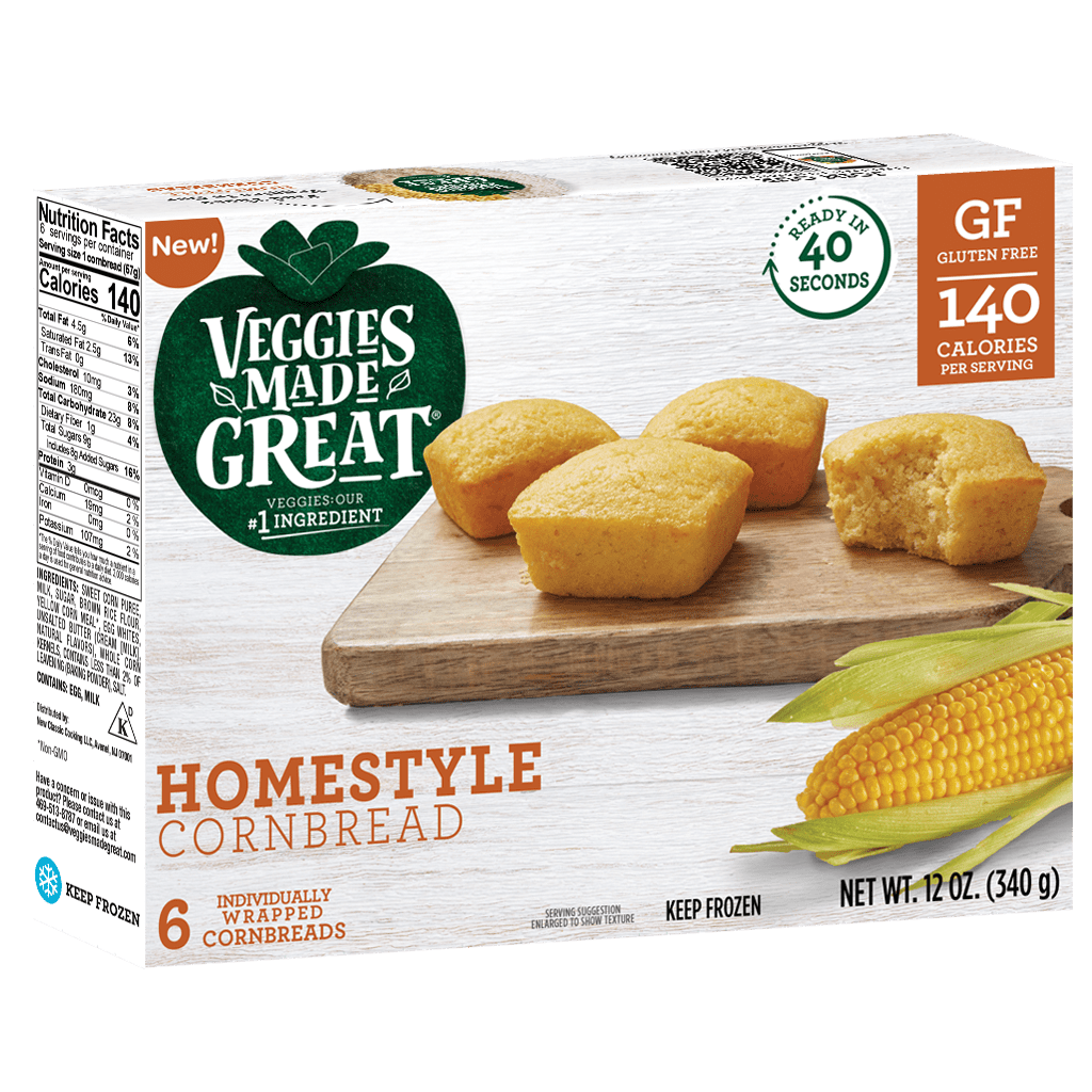 Veggies Made Great Homestyle Cornbread, 12 Ounce, 6 Count Box, (Frozen ...