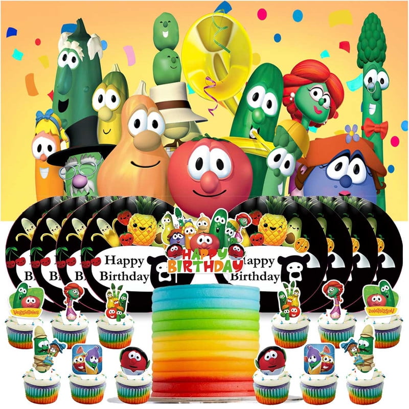 Veggietales Birthday Plates Supplies Decorations Decor Backdrop Banner ...