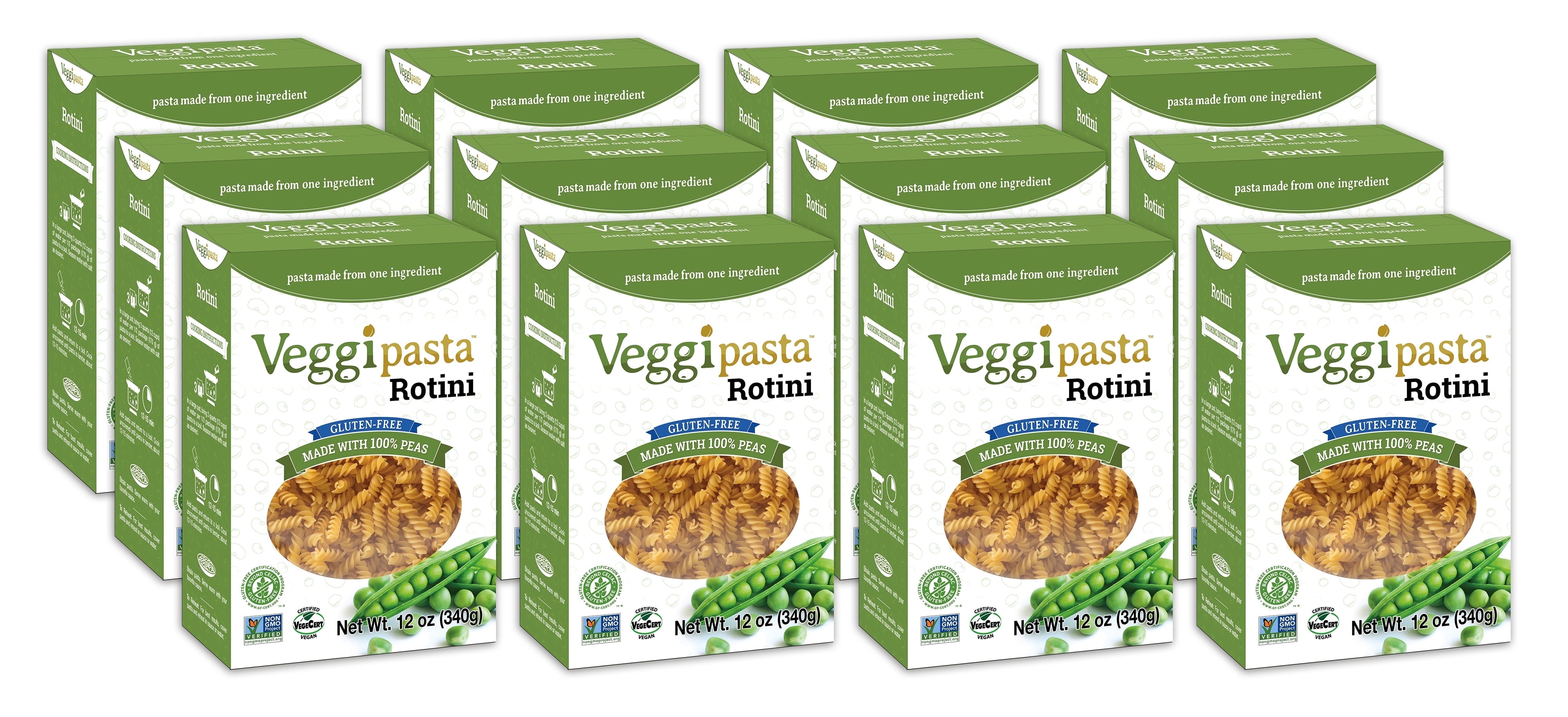 Veggipasta Rotini, 12 oz (Pack of 12) - Pea Pasta - Gluten Free Pasta ...