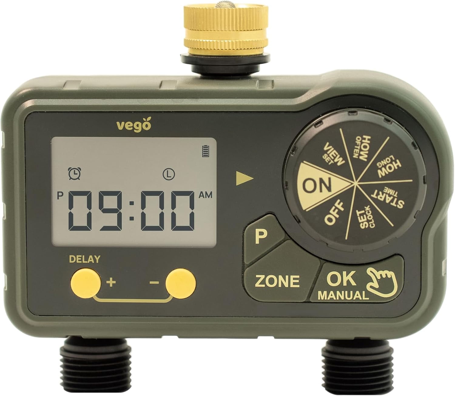 Vego 2-Zone Digital Water Timer, Dual Channel Programmable Hose Timer ...