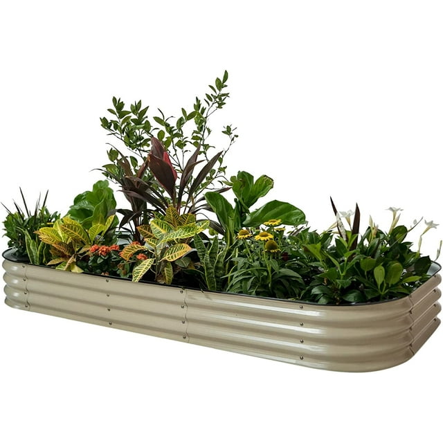 Vego Garden 11" Tall 10 in 1 9.5ft x 2.5ft Modular Metal Oval Raised ...