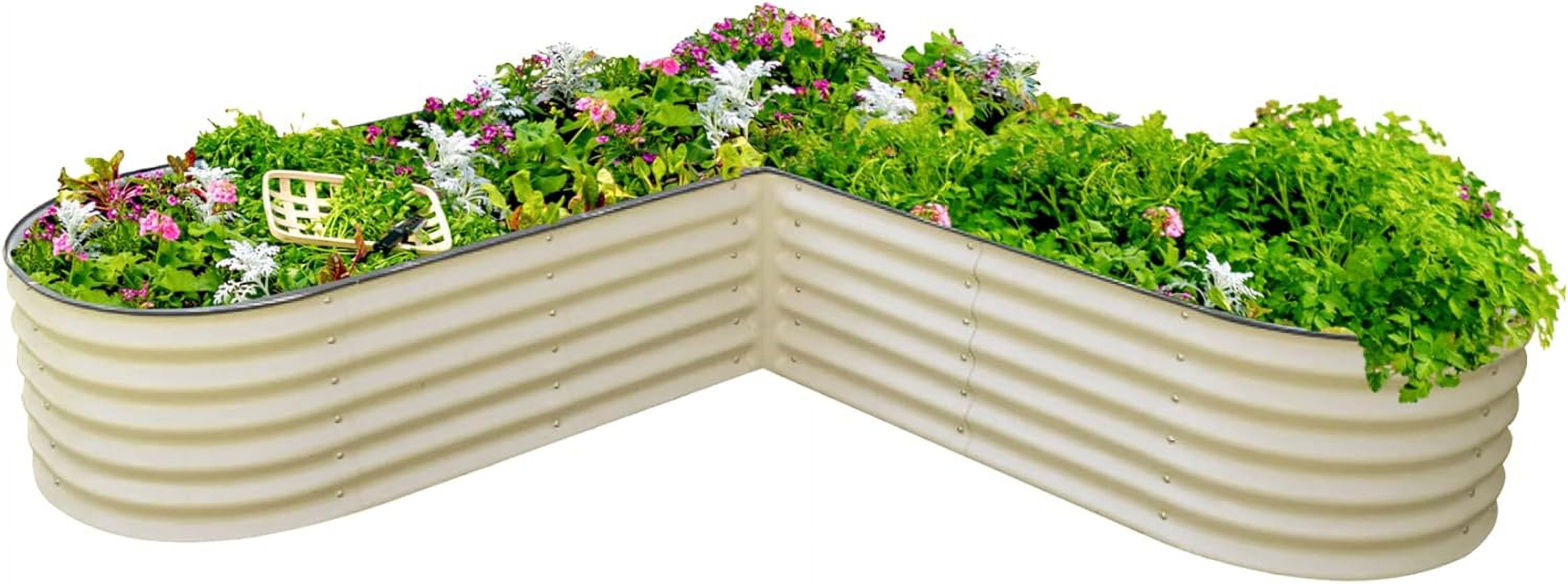 Vego Garden 17" Tall Outdoor L-Shape Raised Bed Metal Planter Box for ...