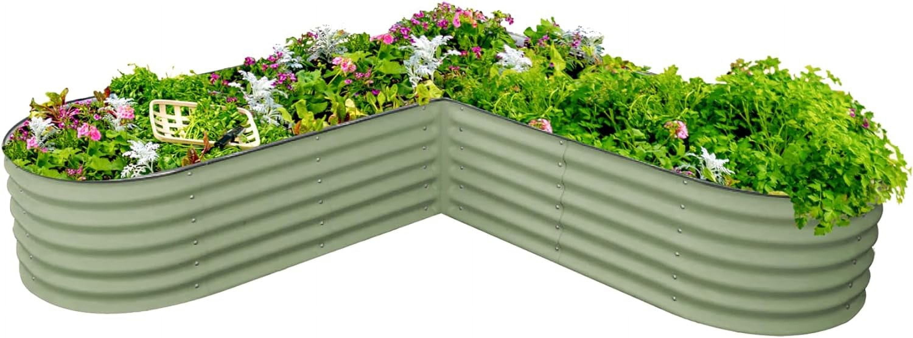 Vego Garden 17" Tall L-Shape Raised Garden Bed Metal Planter Box for ...