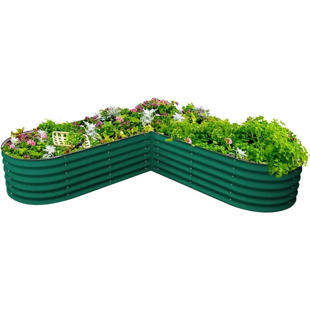 Vego Garden 17" Tall L-Shape Raised Garden Bed Metal Planter Box for ...