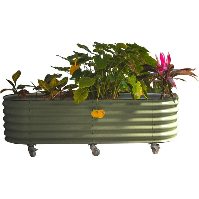 Vego Garden 2 x 6 ft Self-Watering Rolling Planter Raised Gardening Bed ...