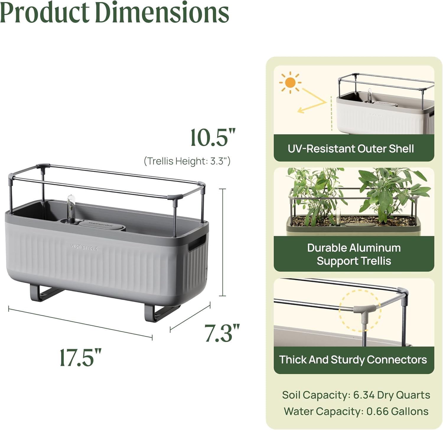 Vego Garden Herb Indoor Plant Box, Self Watering Planters Pots for ...