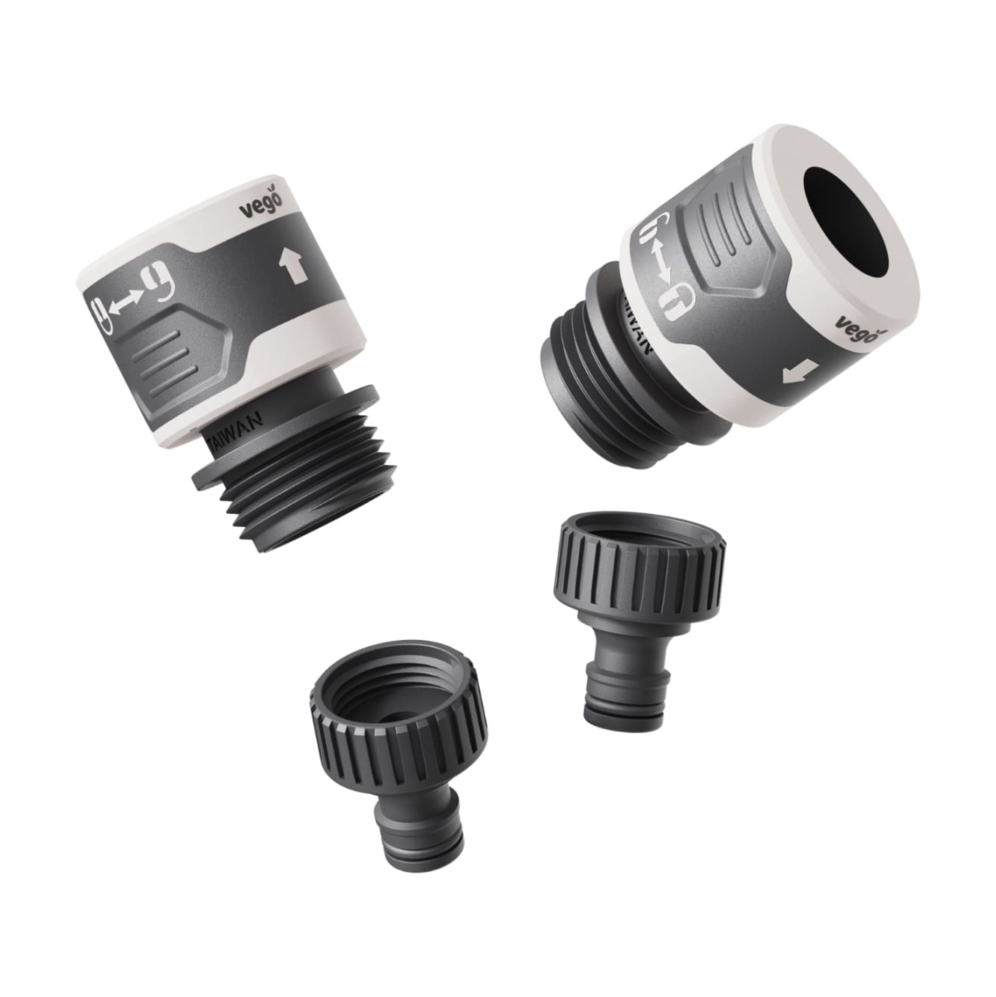 Vego Garden 3/4 Hose Fitting Quick Connector Set with Water Stop & Lock ...
