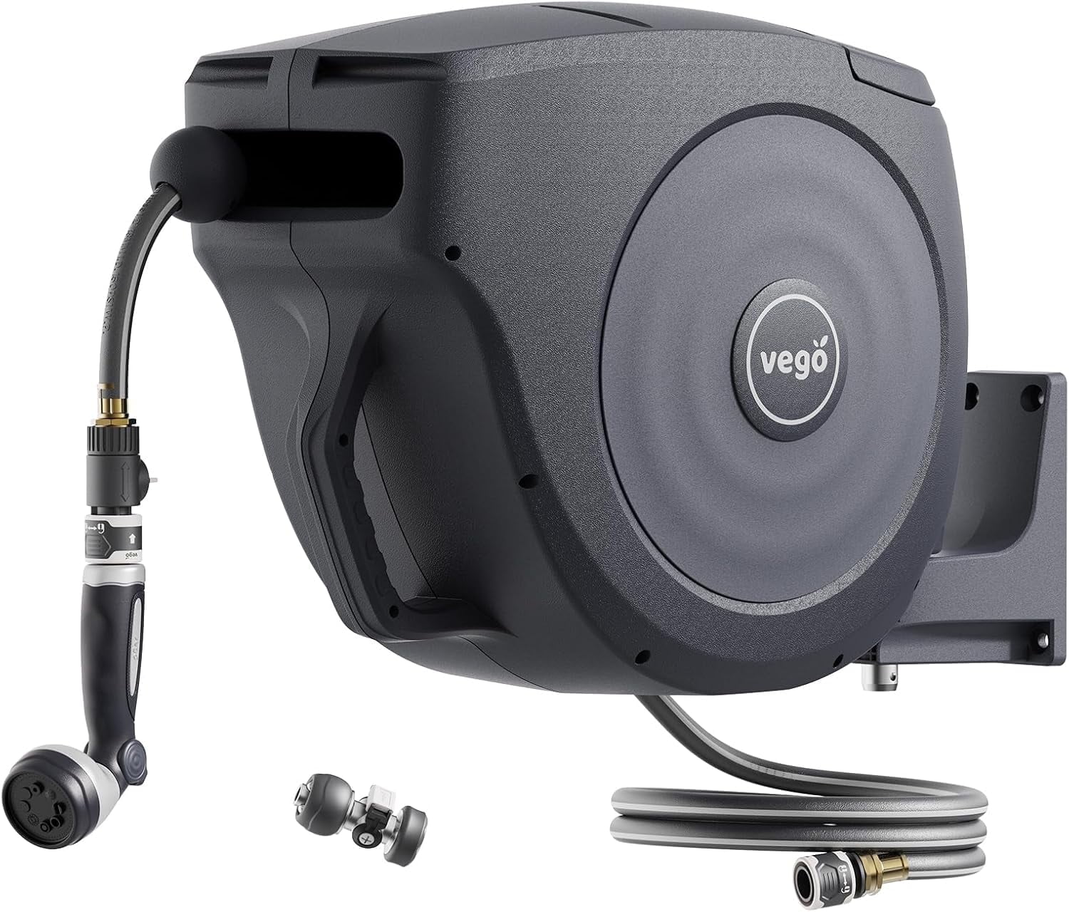 Vego Garden Hose Reel Retractable Hi-Flow 82ft Wall Mounted Automatic ...