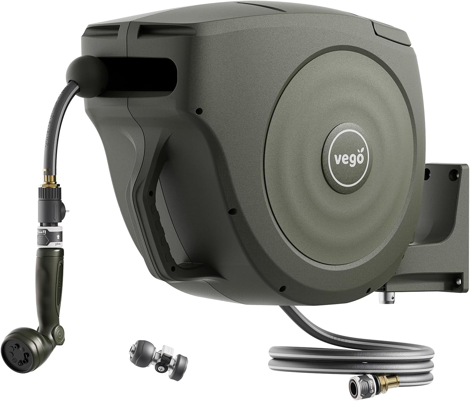 Vego Garden Hose Reel Retractable Hi-Flow x 100ft Wall Mounted ...