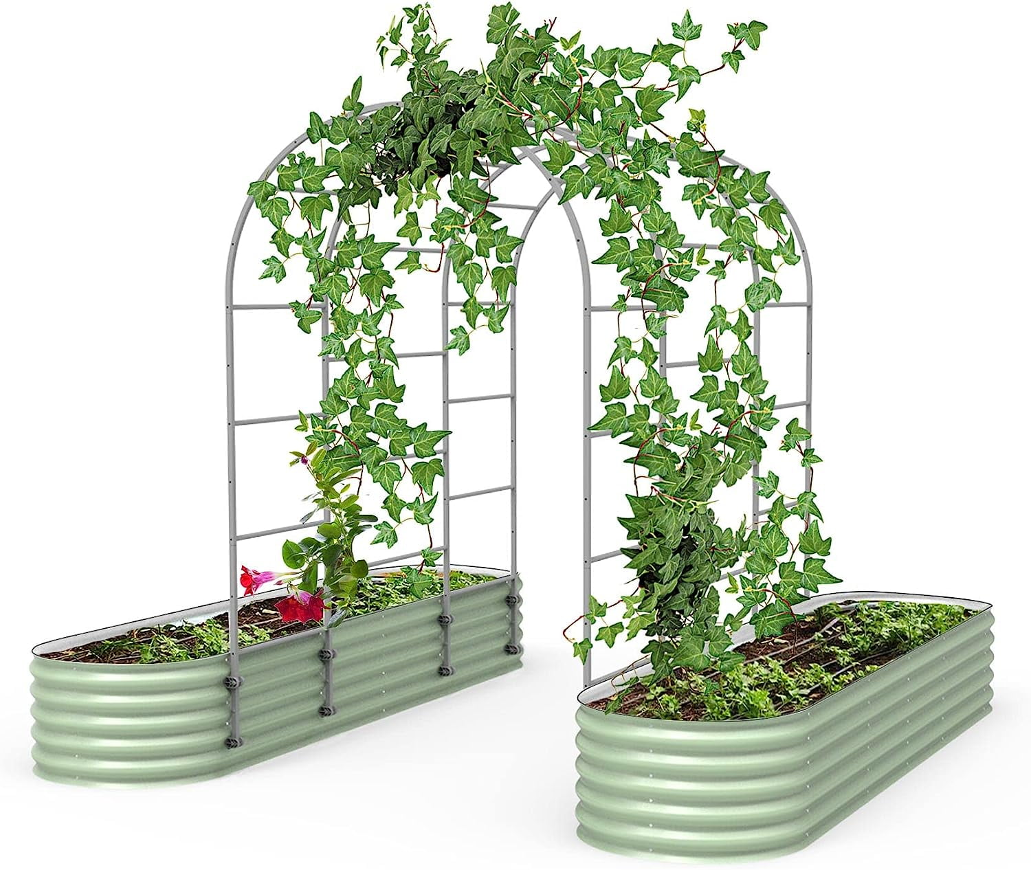 Vego Garden Iron Climbing Arched Trellis System, Modular, Triple ...