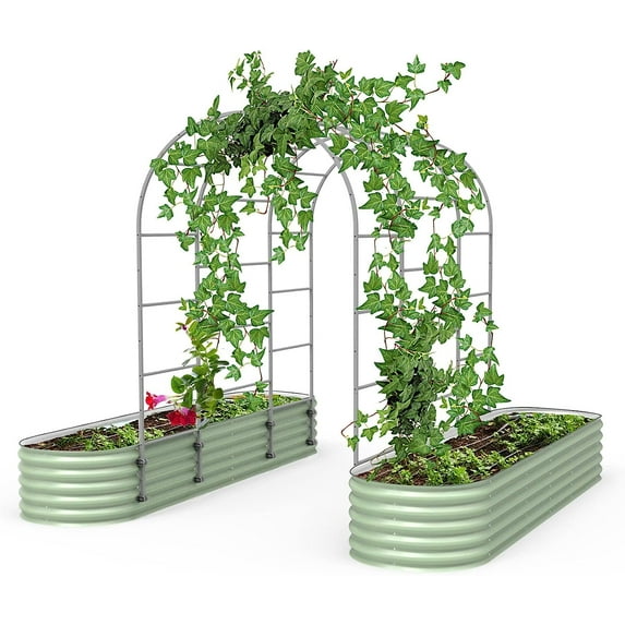 Vego Garden Iron Climbing Arched Trellis System, Modular, Triple ...