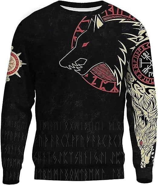 Vegvisir Fenrir Wolf Rune Compass Tattoo Full Zip Hoodie, Norse Mythology 3D Printed Print Long ...
