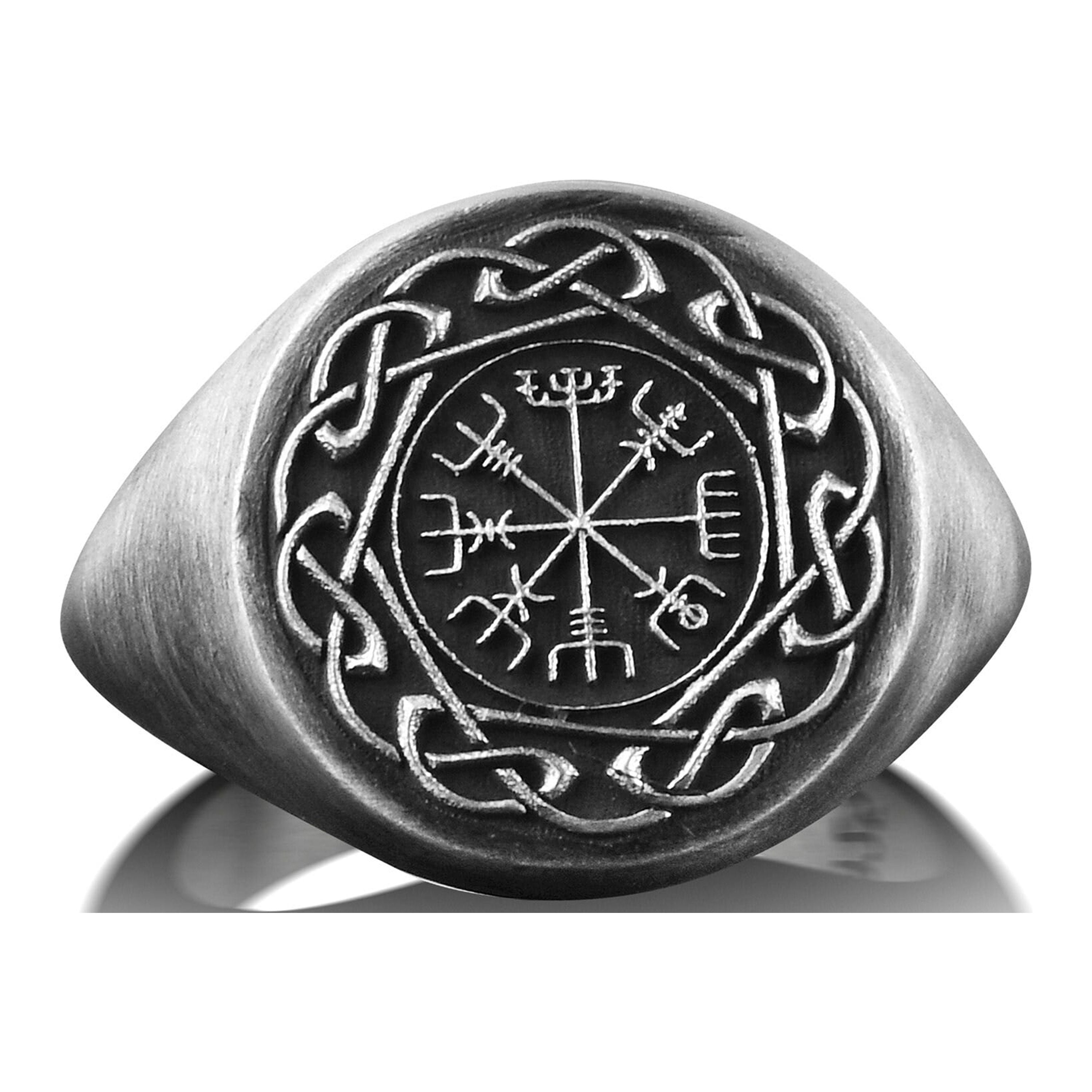 Vegvisir with Viking Knot Ring for Men in Sterling Silver, Norse ...