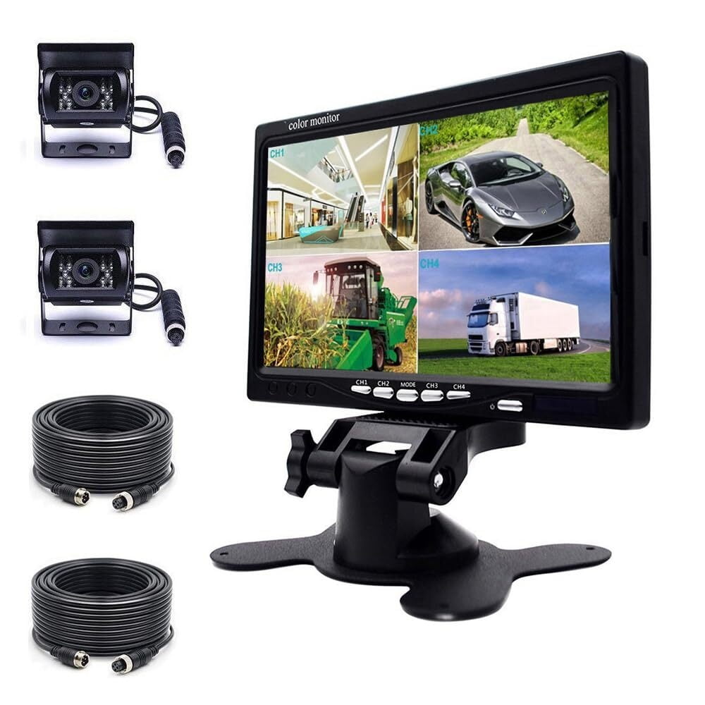 Vehicle Backup Camera with 7 inch Monitor Reverse Camera 4 Split Screen ...