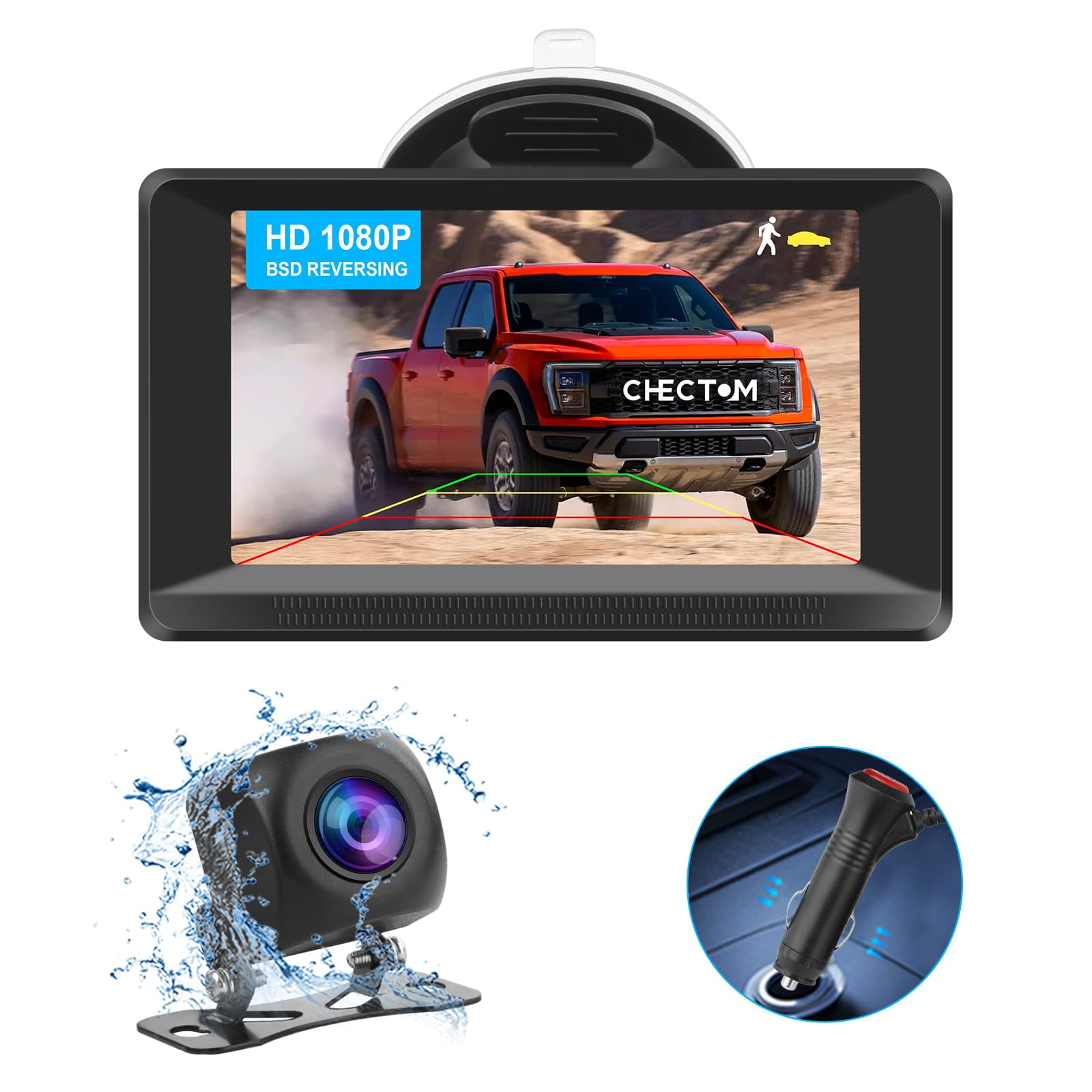 Vehicle Backup Cameras Wired with 4.3 Inch Monitor 1080P No Delay Clear ...