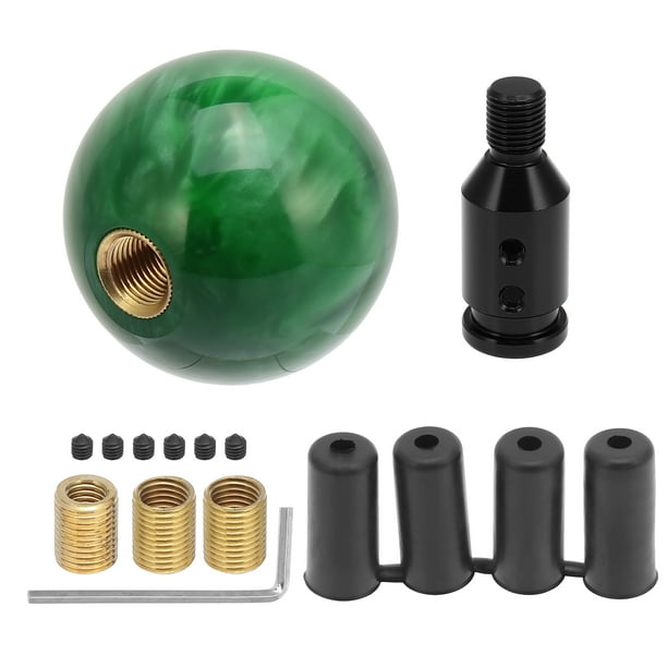 Vehicle Dark Green Round Ball Gear Shift Knob Manual Transmission with M12x1.25 Black Shift Knob ...
