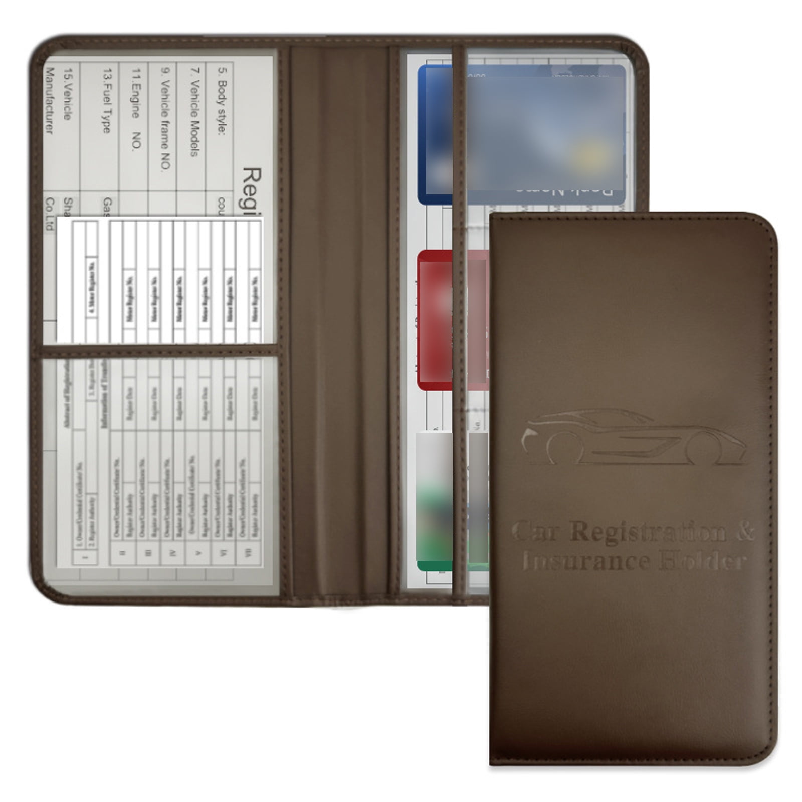 Vehicle Document Case PU Leather Car Registration Cards Folder Vehicle ...