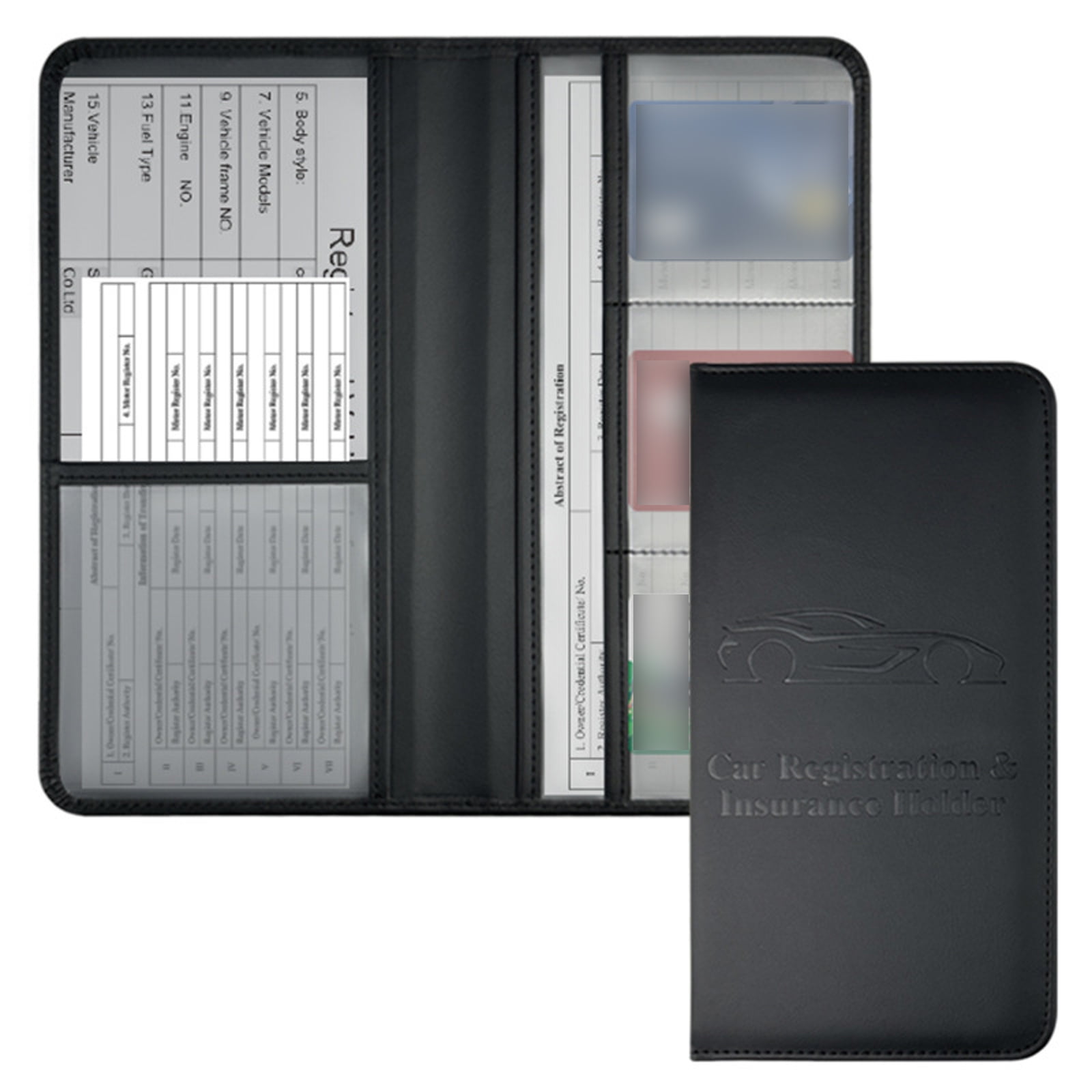 Vehicle Document Case PU Leather Car Registration Cards Folder Vehicle ...