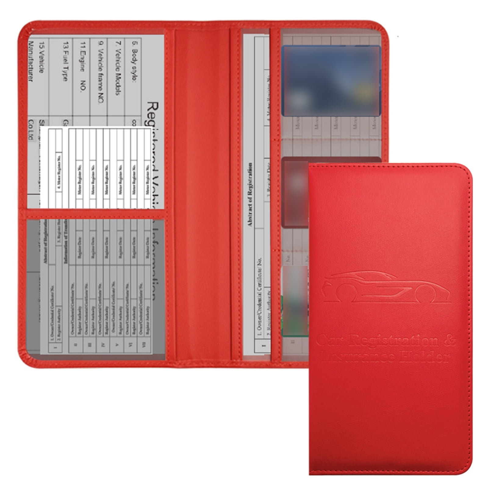 Vehicle Document Case PU Leather Car Registration Cards Folder Vehicle ...