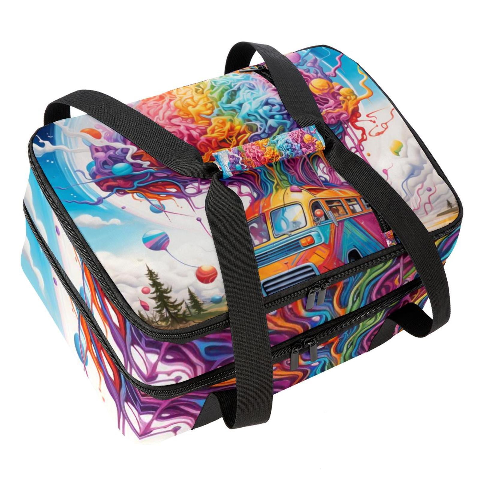 Vehicle Double Layered Insulated Lunch Bag with Two Compartments, Large ...