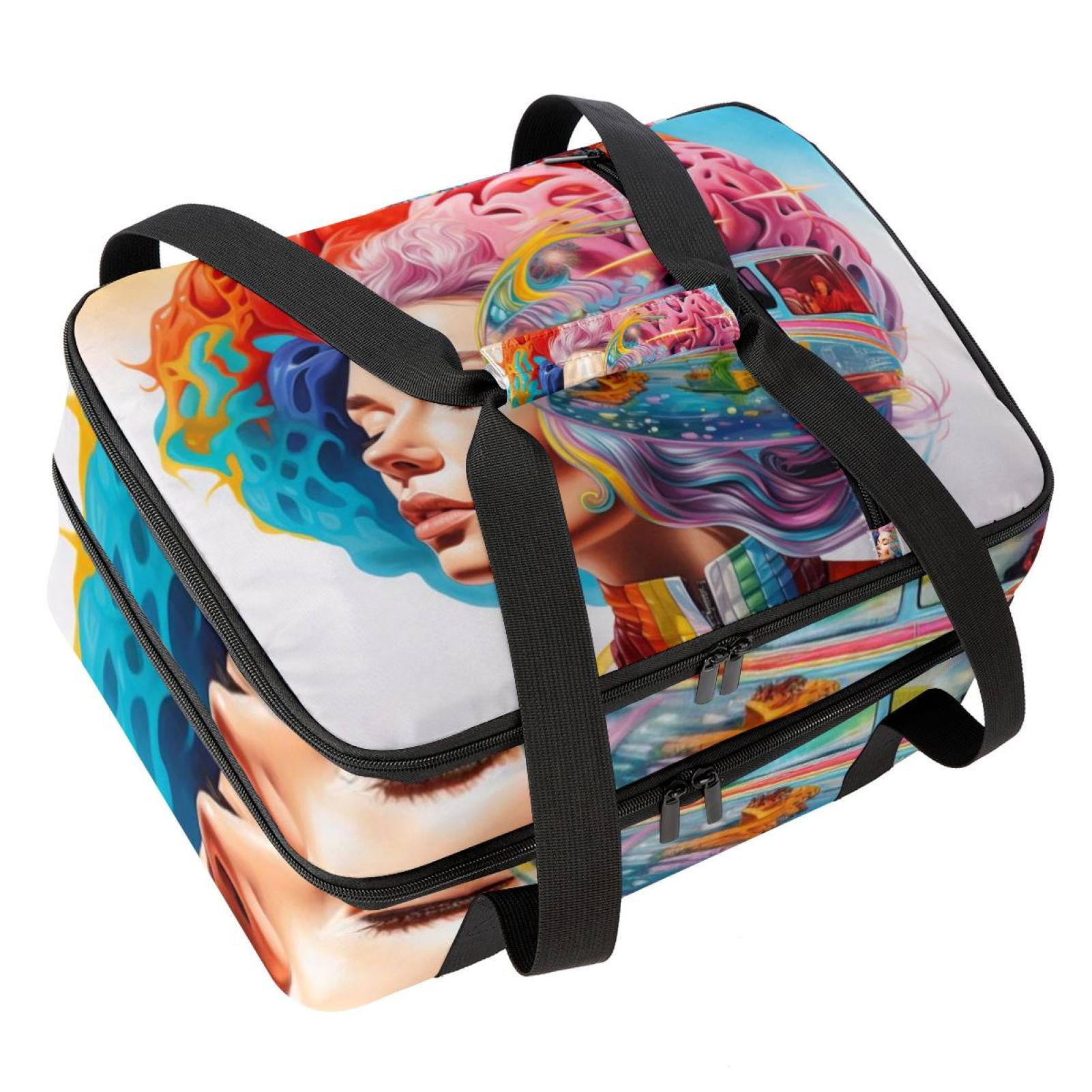 Vehicle Double Layered Insulated Lunch Bag with Two Compartments for ...