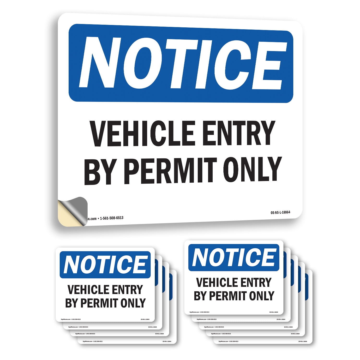 Vehicle Entry By Permit Only OSHA Notice Vinyl Decal Label 18 Inch x 12 ...