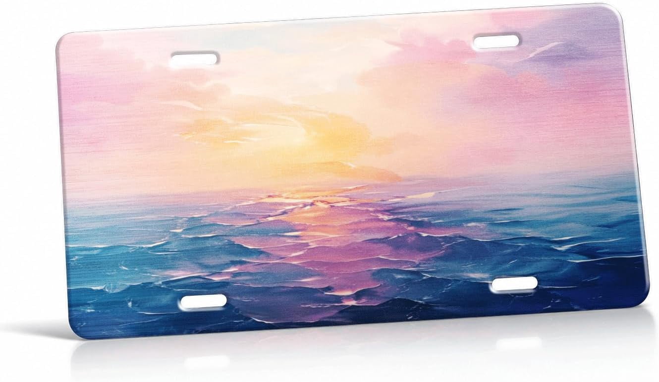 Vehicle License Plate Frame with Sparkling Sea Surface Design, Car Tag ...