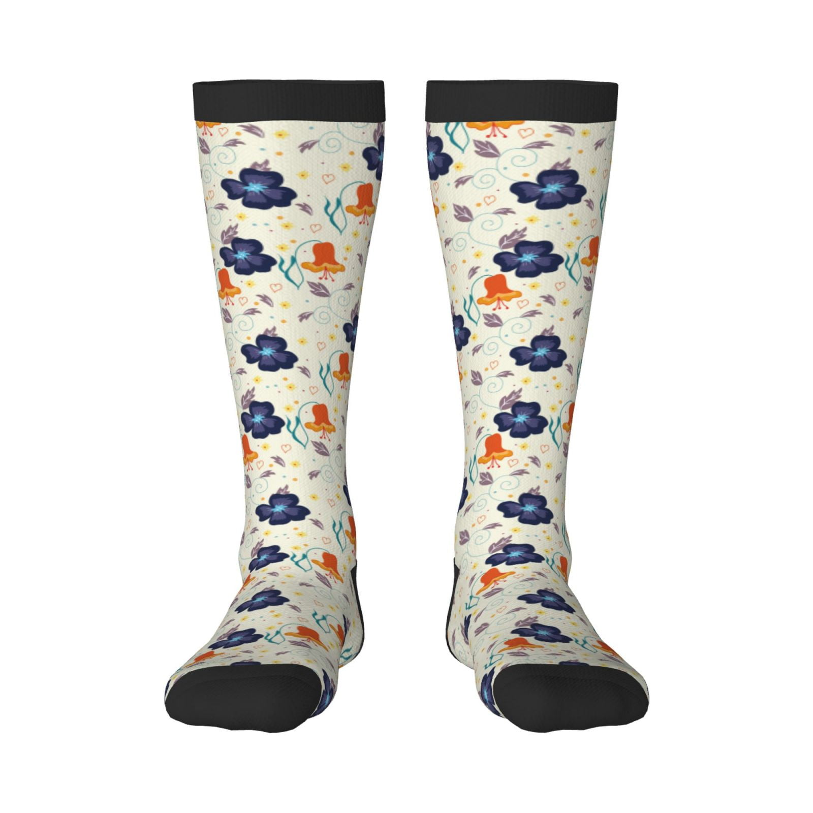 Balery Flower Leaves Printed Novelty Socks Men's Women's Crew Socks ...