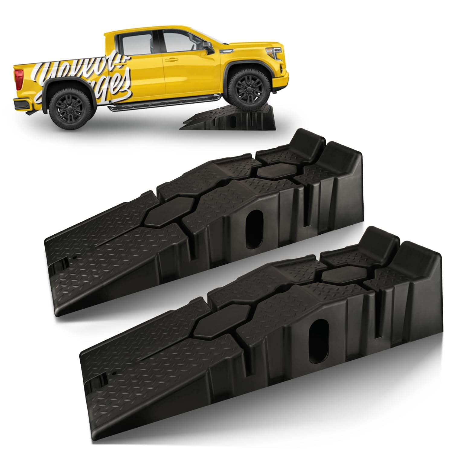 Vehicle Ramp Set of 2 Universal Drive-On 2-Stage Incline Ramps, 2Ton ...