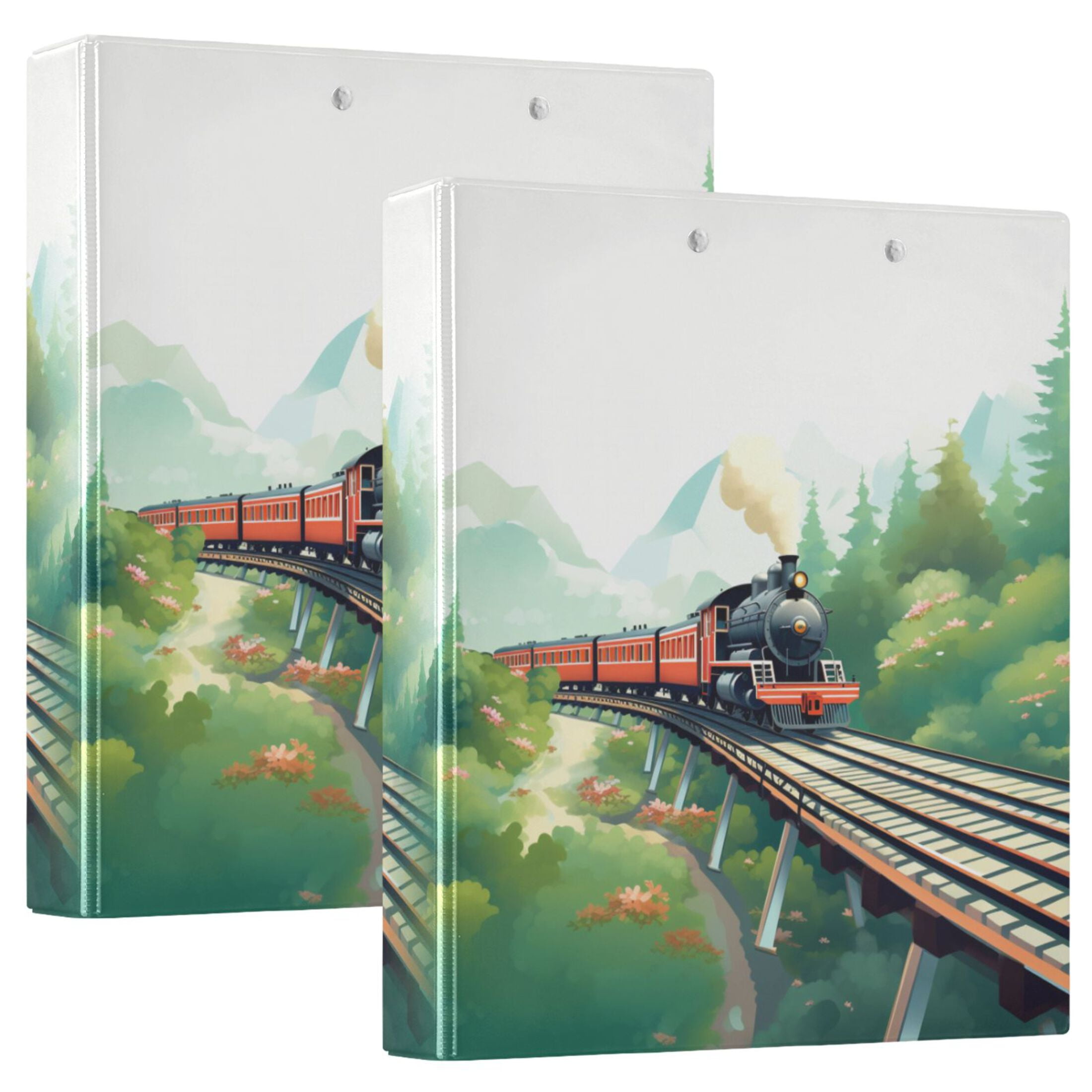 Vehicle Train Landscape Hardcover 3 Ring Binder 1.5 inch Round Rings ...