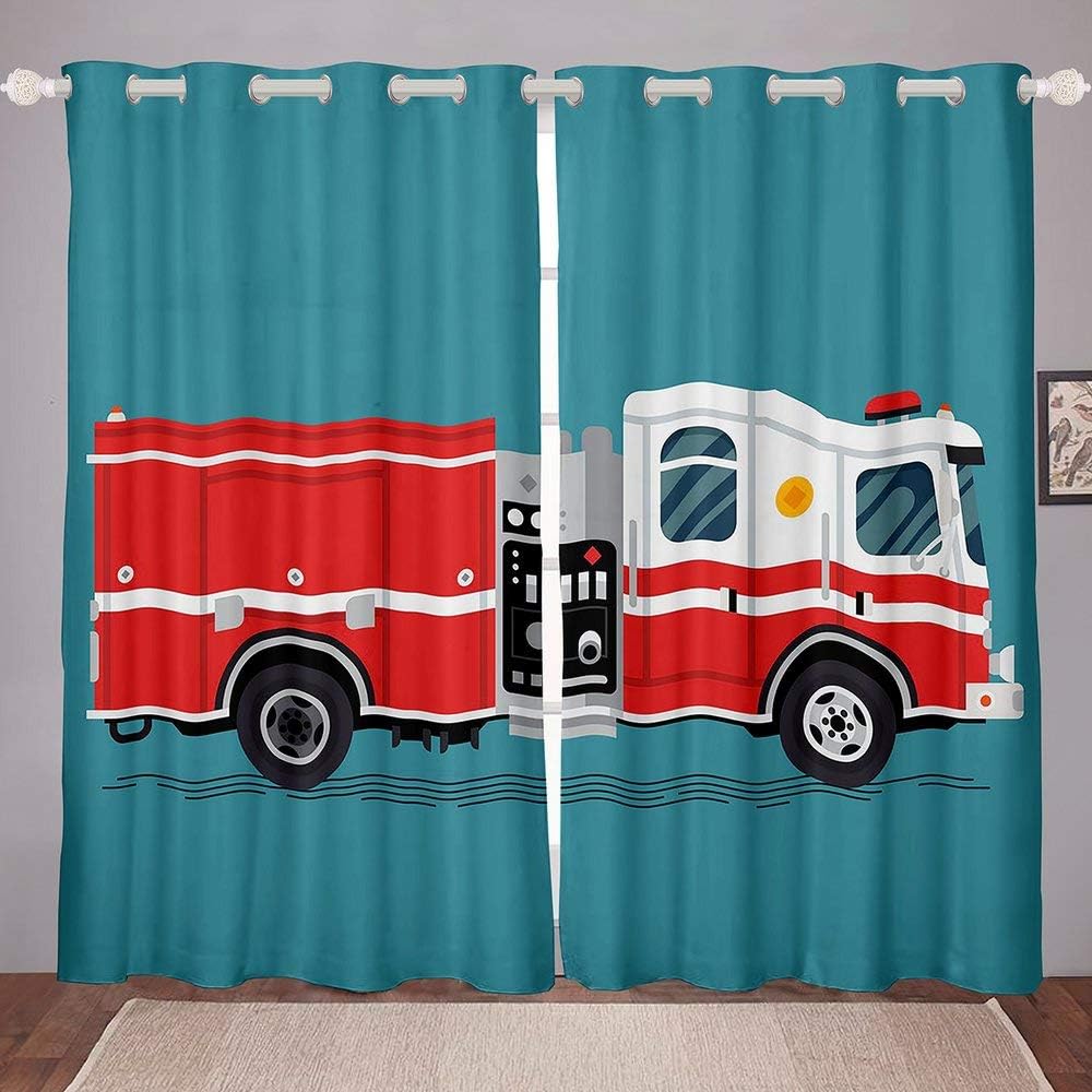 Vehicle Window Drapes for Bedroom Emergency Vehicle Fire Engine Truck ...