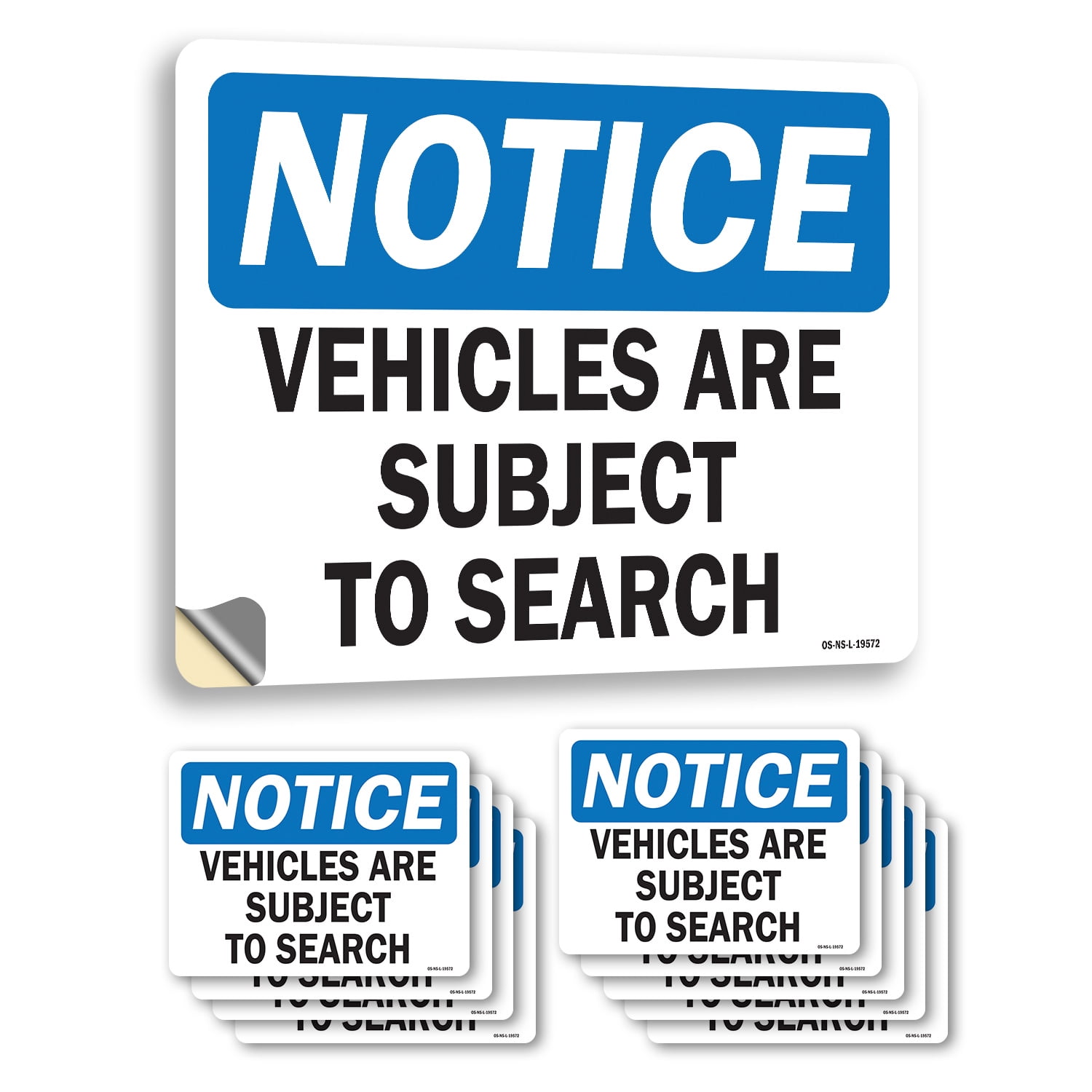 Vehicles Are Subject To Search OSHA Notice Vinyl Decal Label 5 Inch x 3 ...